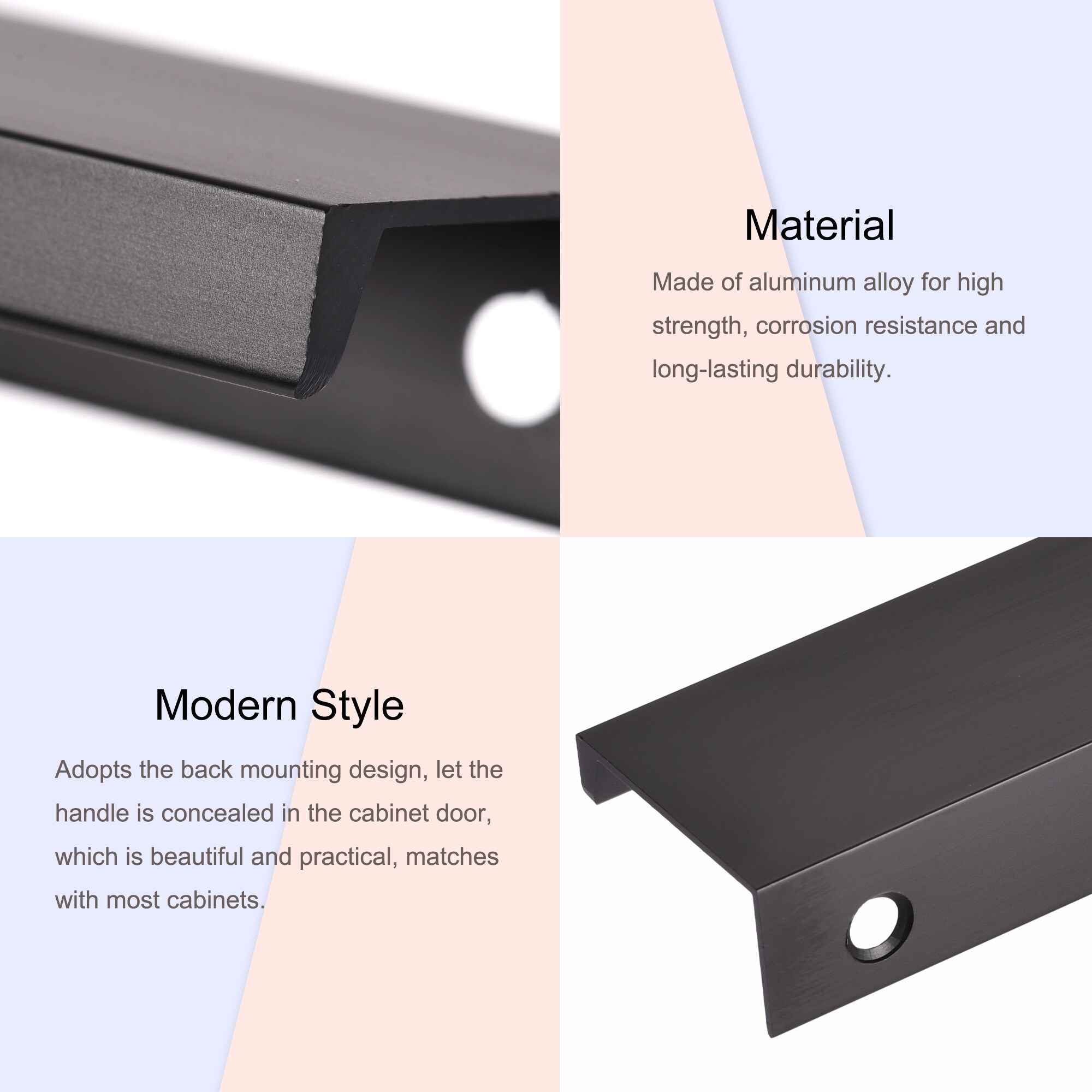 Unique Bargains Finger Edge Pull Handle 120mm/4.7 Inch Aluminum Alloy ...