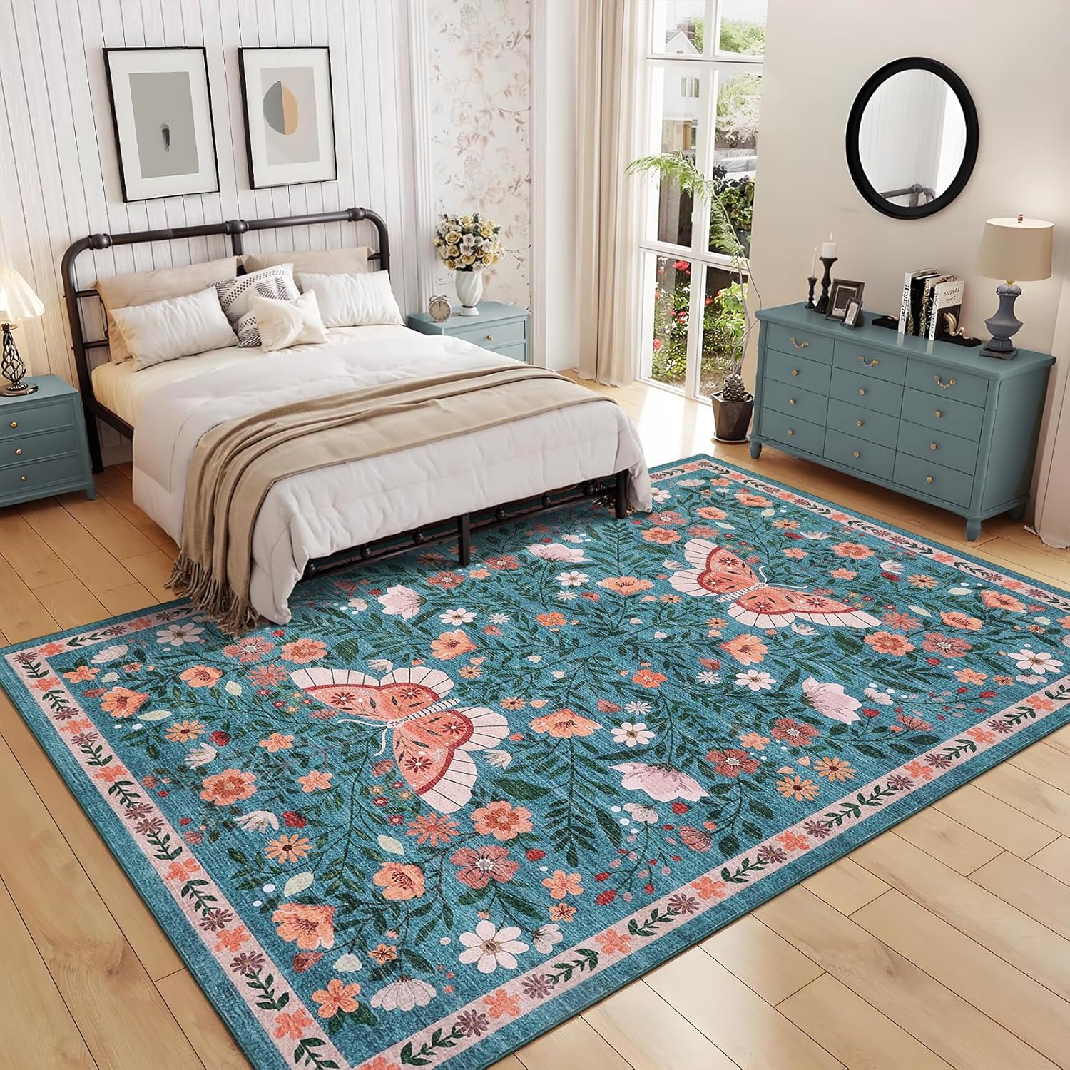 Garvee Washable Rug 9x12 Farmhouse Living Room Rug with Non Slip TPR ...