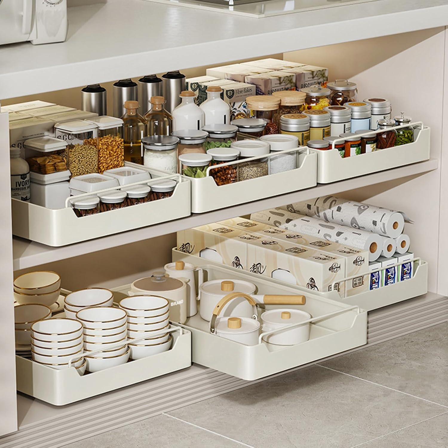 GAOMON Pull out cabinet organizer slide out pantry shelf with nylon ...