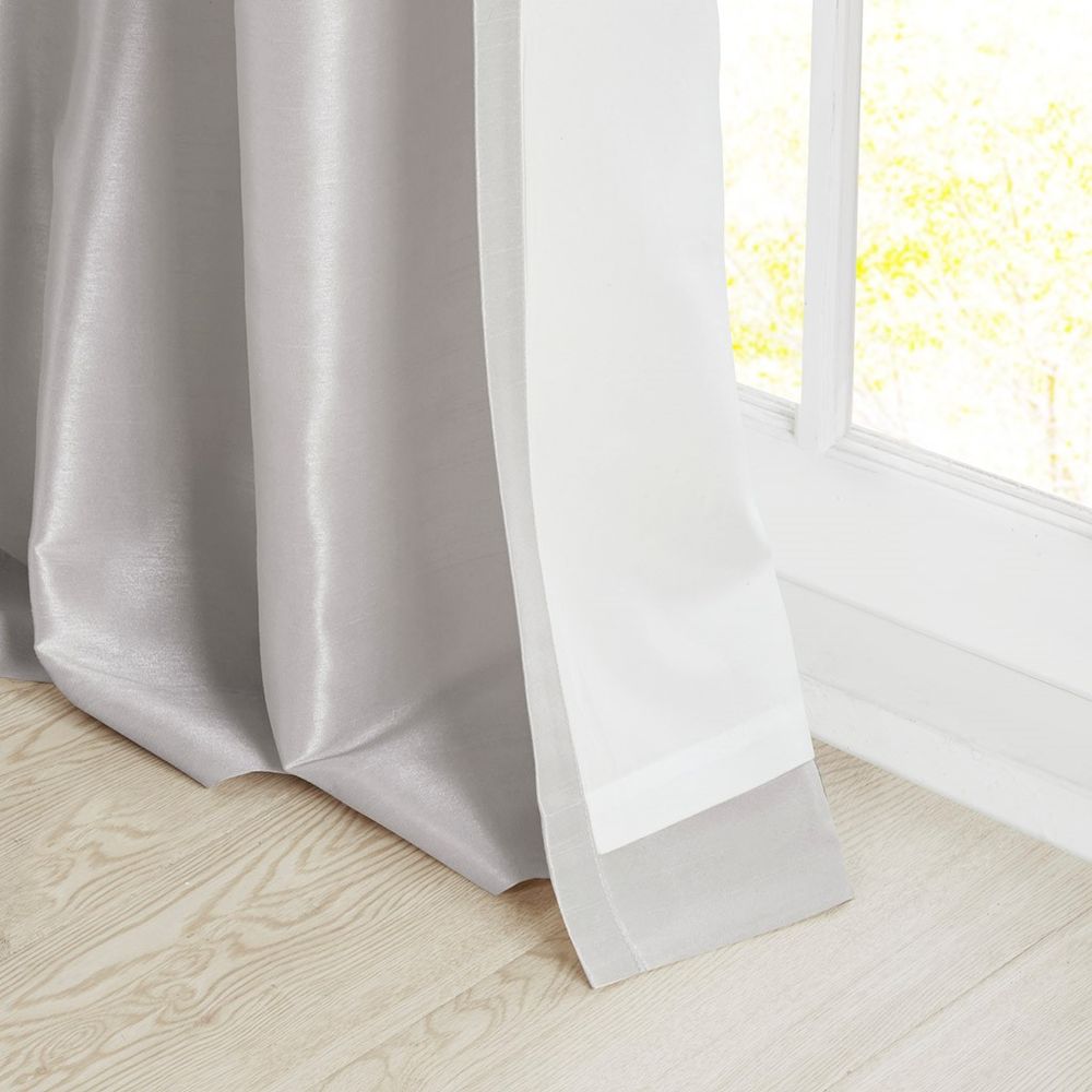 Blisstyle Twist Tab Lined Window Curtain Panel Silver 50x95 Inch Linen ...