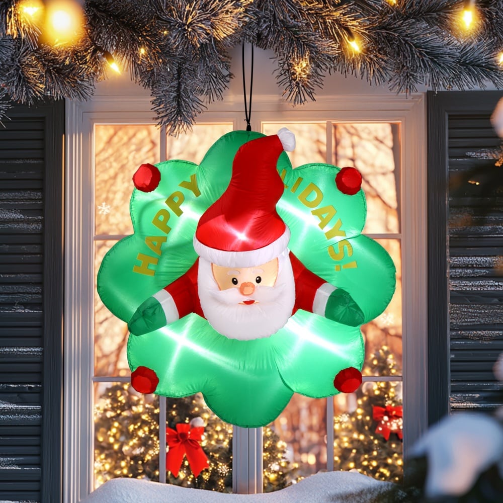 Upsimples 4ft Christmas Inflatable Santa 5 Builtin LED Lights ...