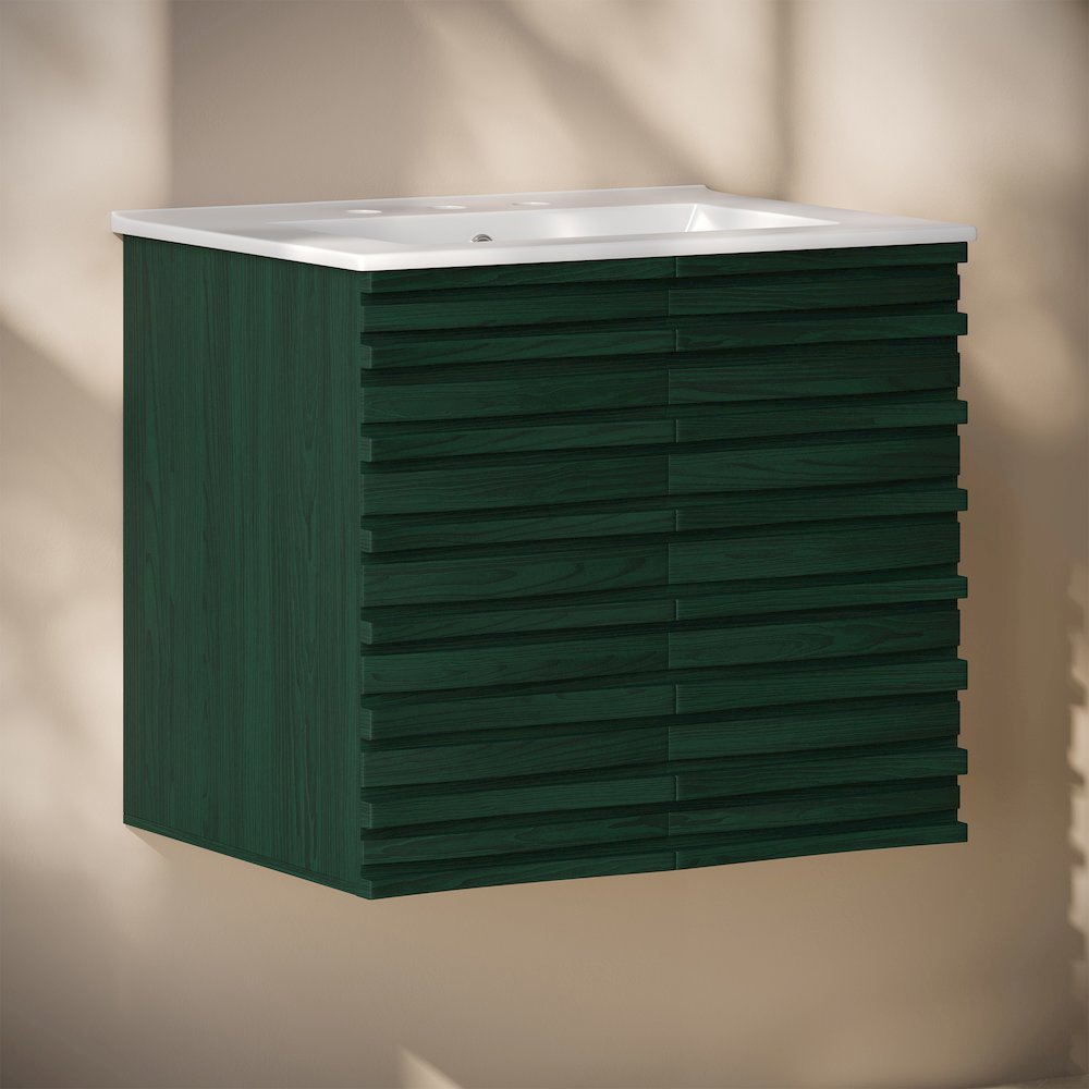 Swiss Madison 24 WallMounted Bathroom Vanity in Green Oak with 3Hole ...