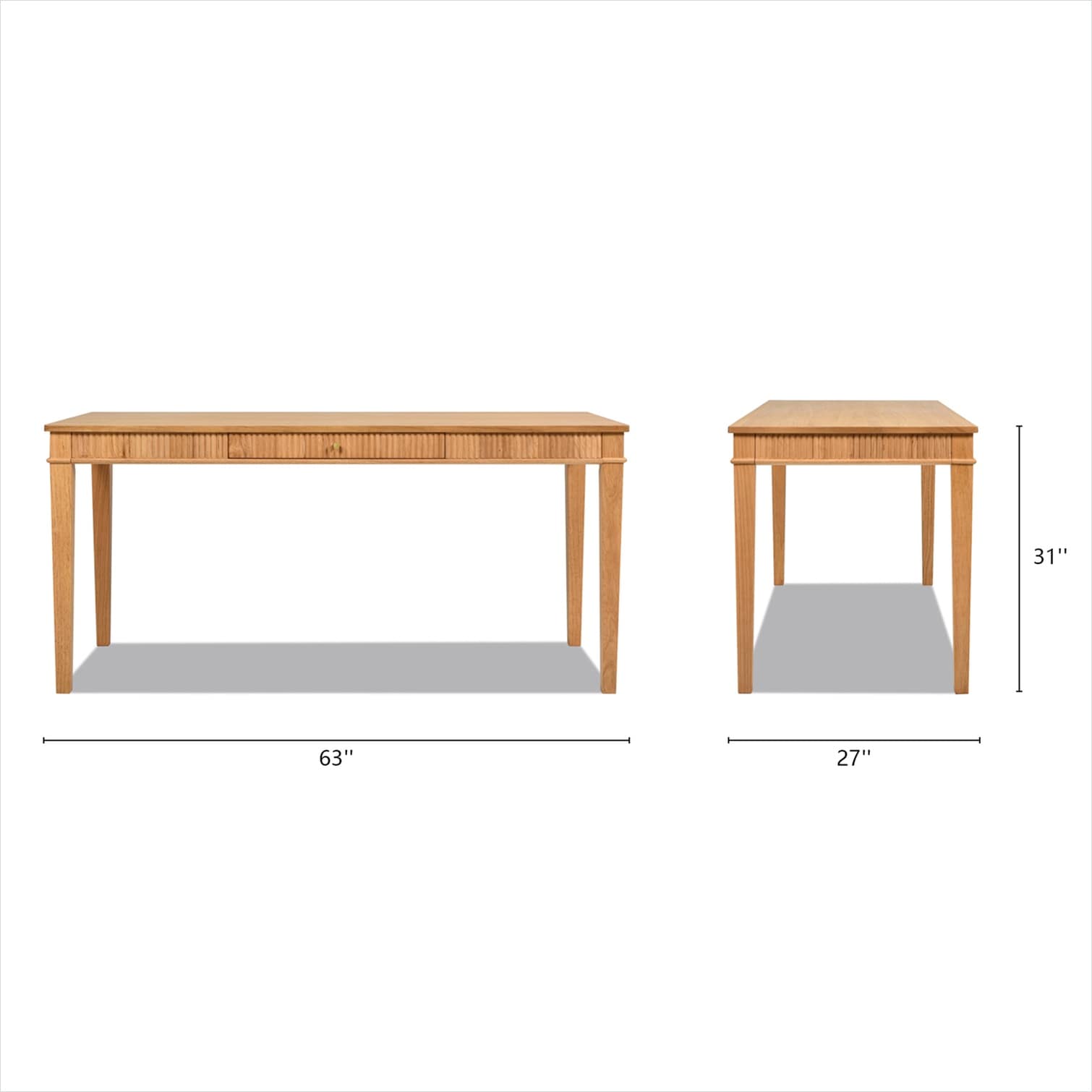 Naturefalls Natural Blonde Rubberwood Writing Desk with Fluted Design ...