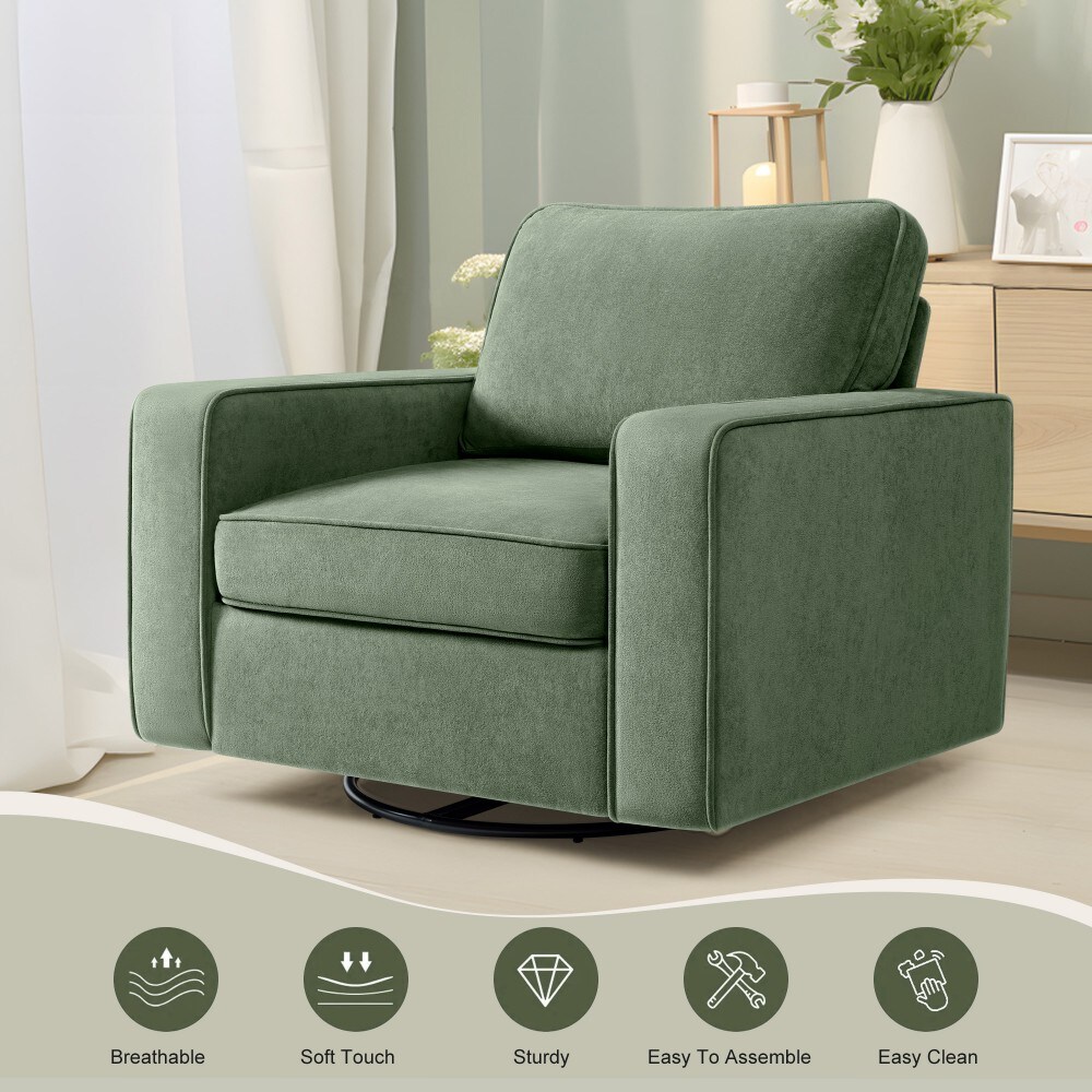 KERDOM 36.2 Wide Upholstered Swivel Accent Armchair Single Sofa ...