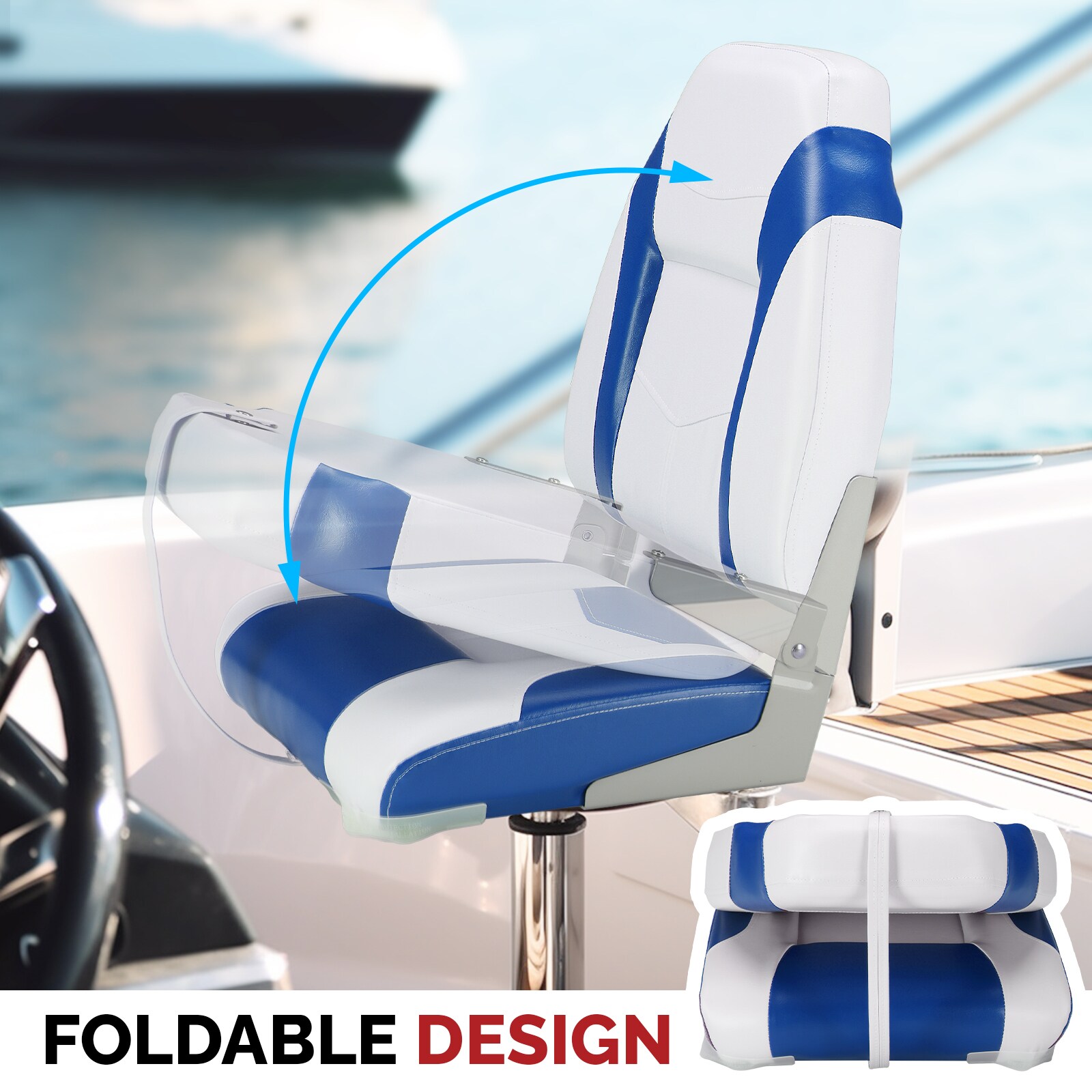 VINGLI Boat Seats Low/High Back Folding Boat Seat 2 Pack Waterproof ...