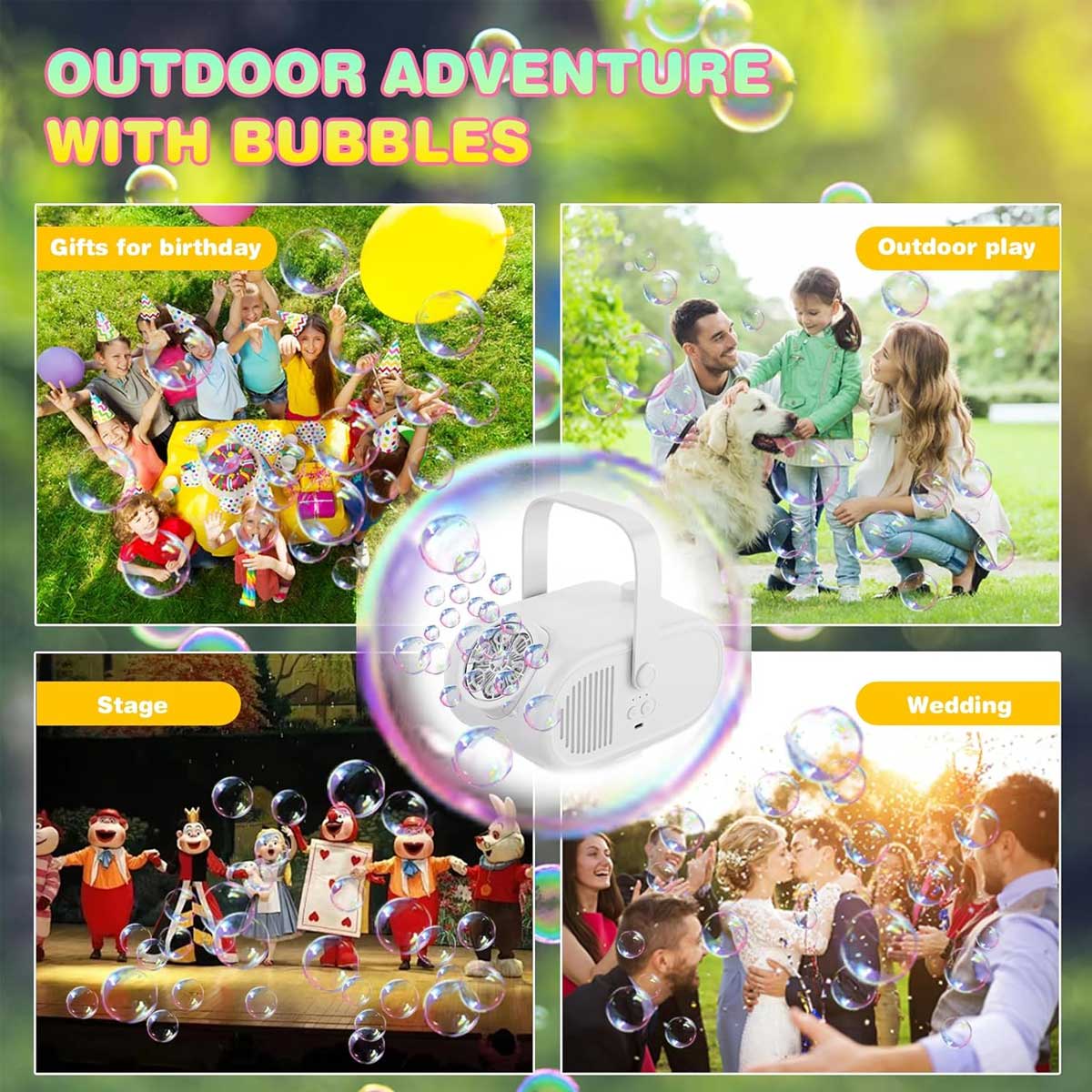 Aoibox Automatic Rotating Bubble Blower Machine for Kids Toddlers ...