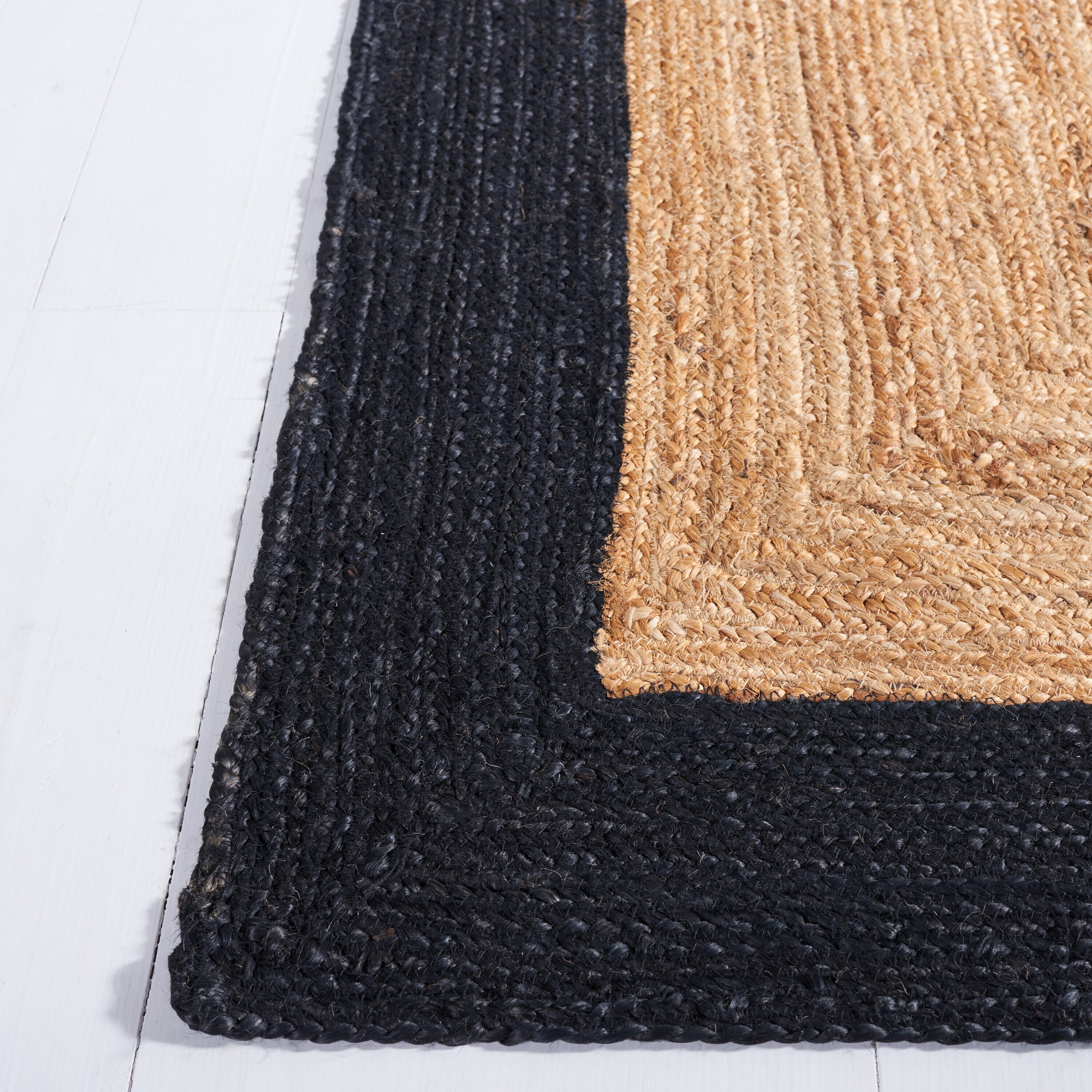 Safavieh Natural Fiber 7 x 9 (ft) Flatweave Jute Natural/Black ...