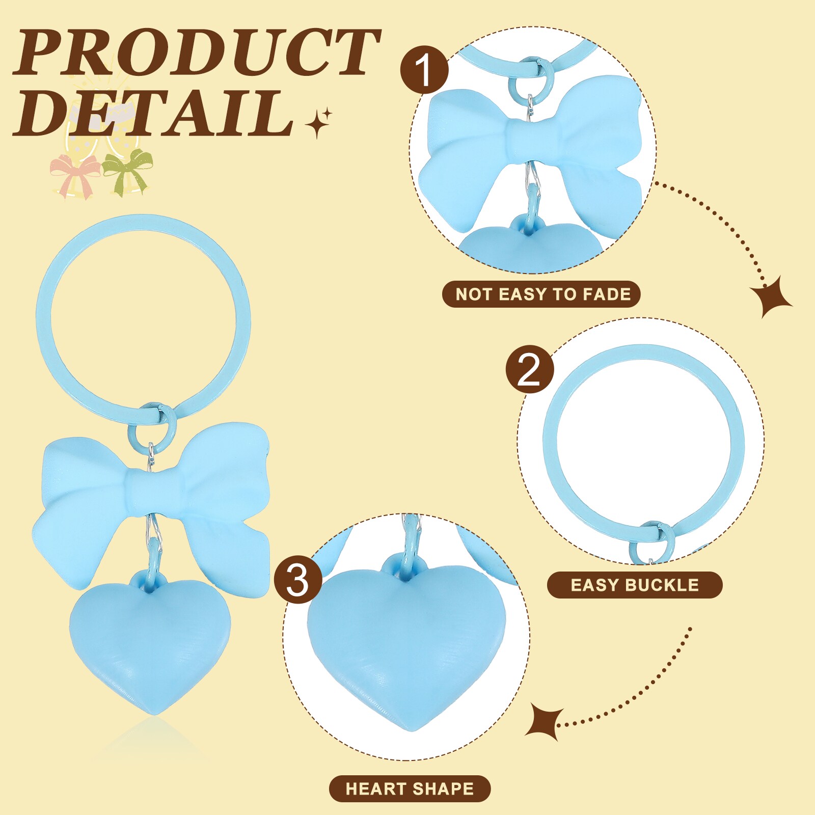 PATIKIL Cute Heart Keychain for Women Bow Heart Purse Charm Bag Charm ...