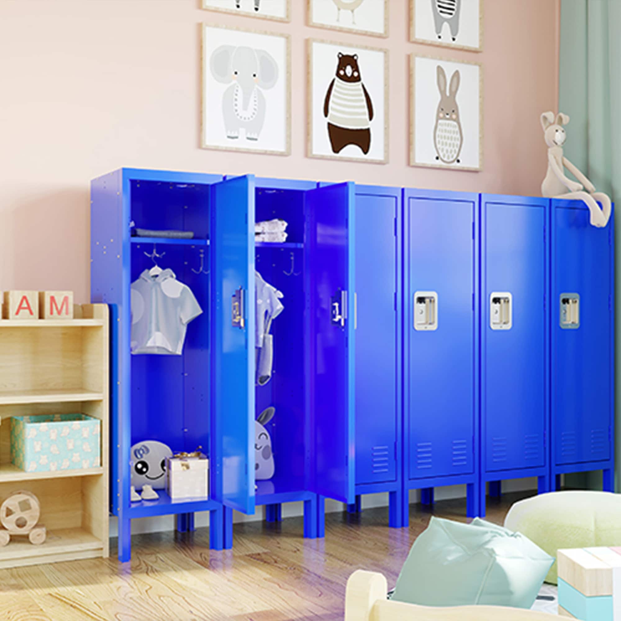 LOVMOR 1 Door Tall Single Metal Locker Retro Style Storage Cabinet ...