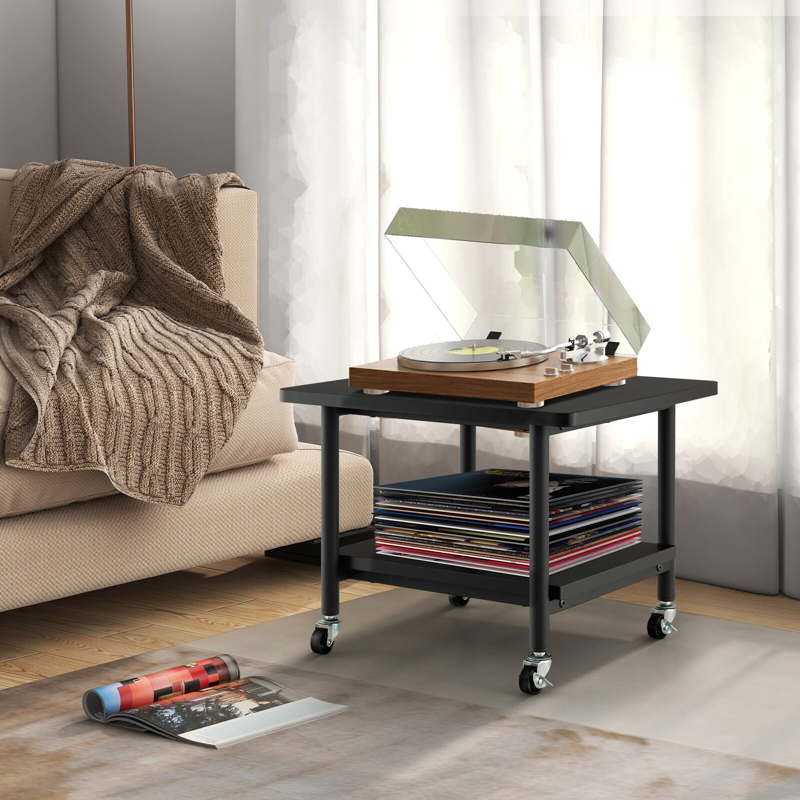Slickblue Under Desk Printer Stand with Storage Shelf- 4 Wheels and ...