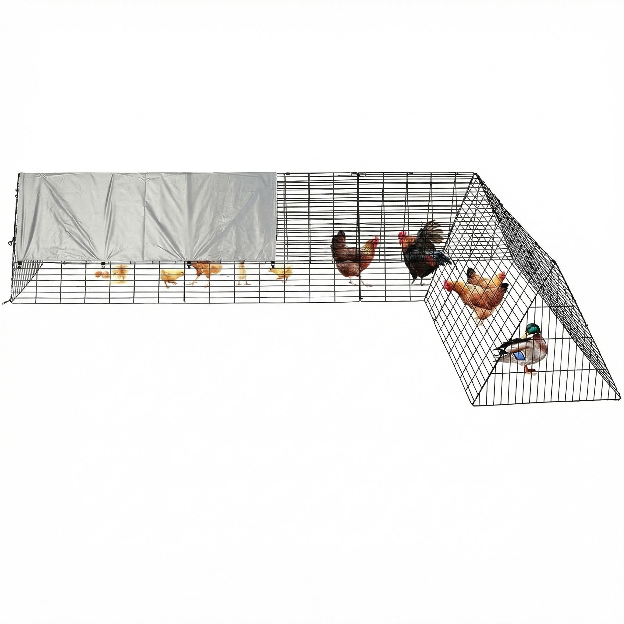 Garvee Portable Metal Chicken Coop with Run Chicken Tunnels with ...