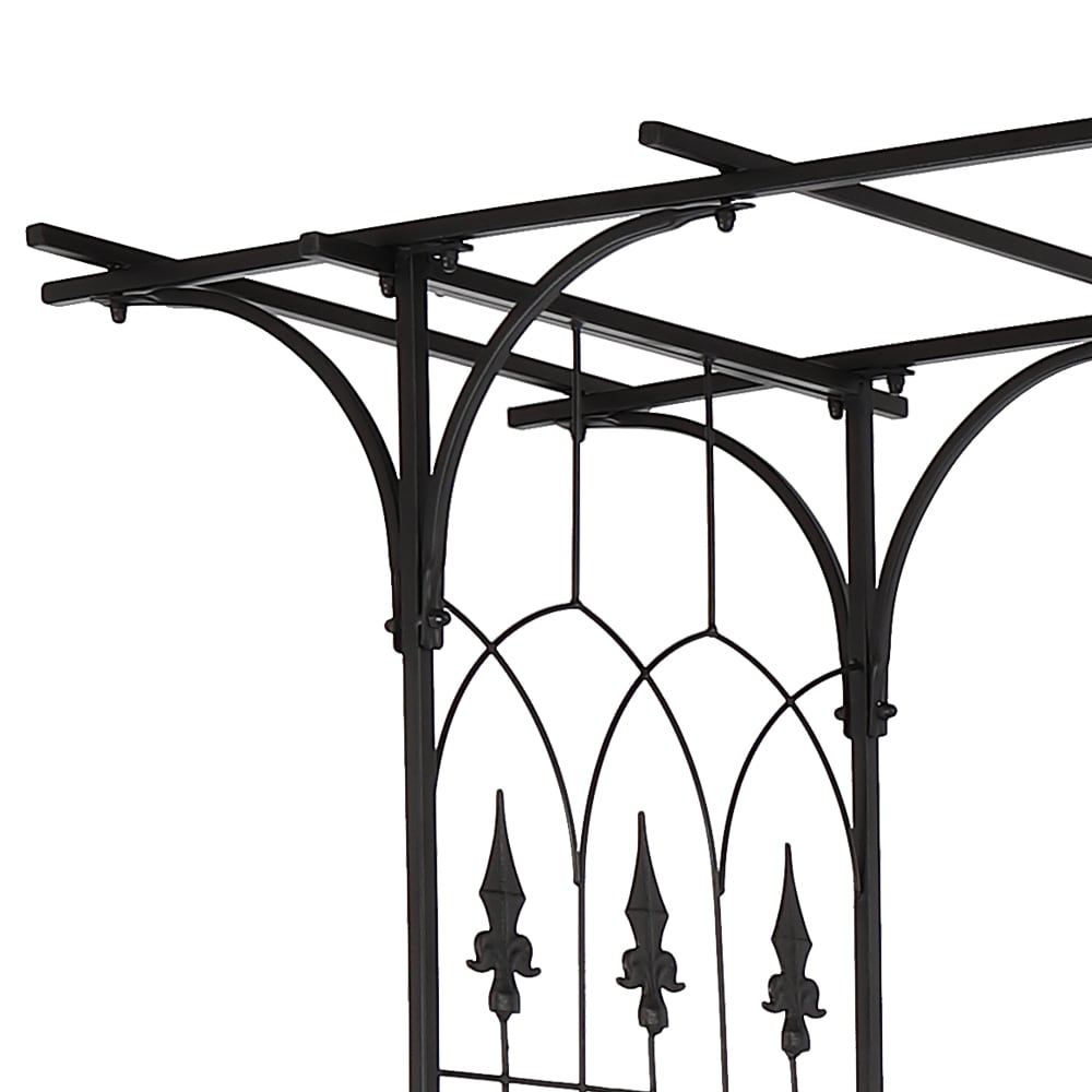 Outopee Iron Arbor 6.7-ft W x 7.1-ft H Flat Black Welded iron Garden ...