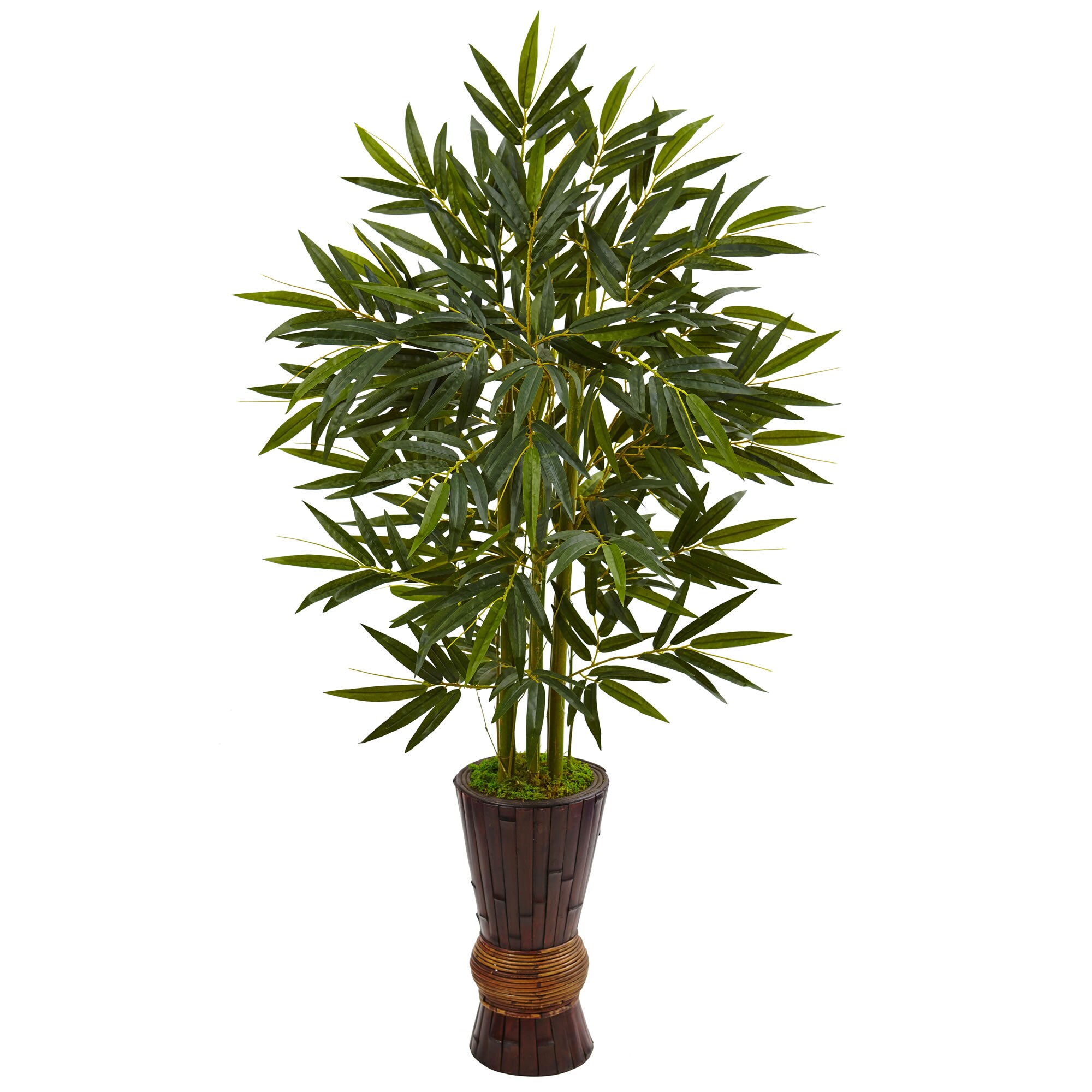 Nearly Natural 5-ft Bamboo Artificial Tree in Bamboo Planter in the Artificial Plants & Flowers ...