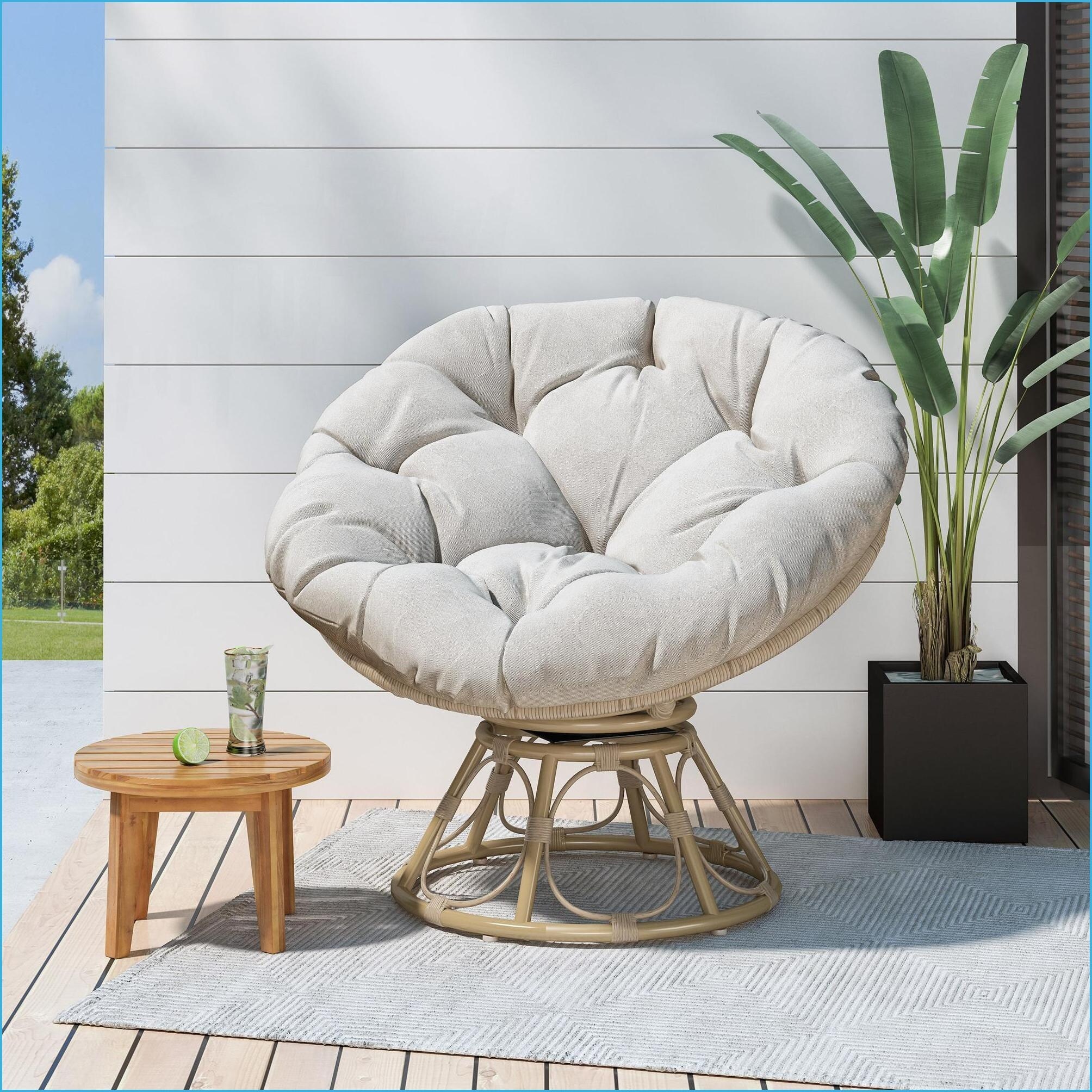 Watnature Patio Papasan ChairBeige Cushion n ampTan Brown Frame with ...