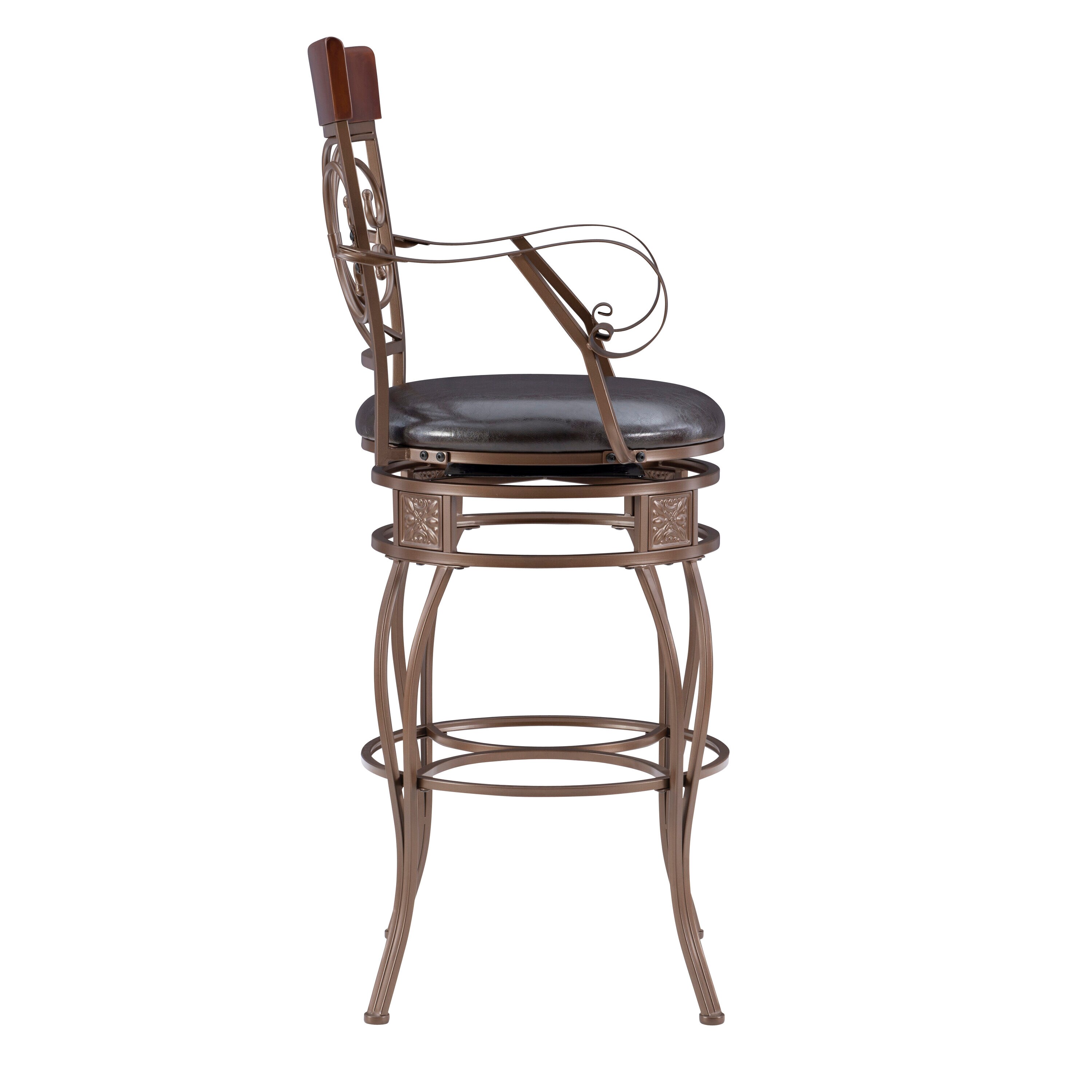 Powell Dark Bronze 30-in H Bar height Upholstered Metal Bar Stool Back ...