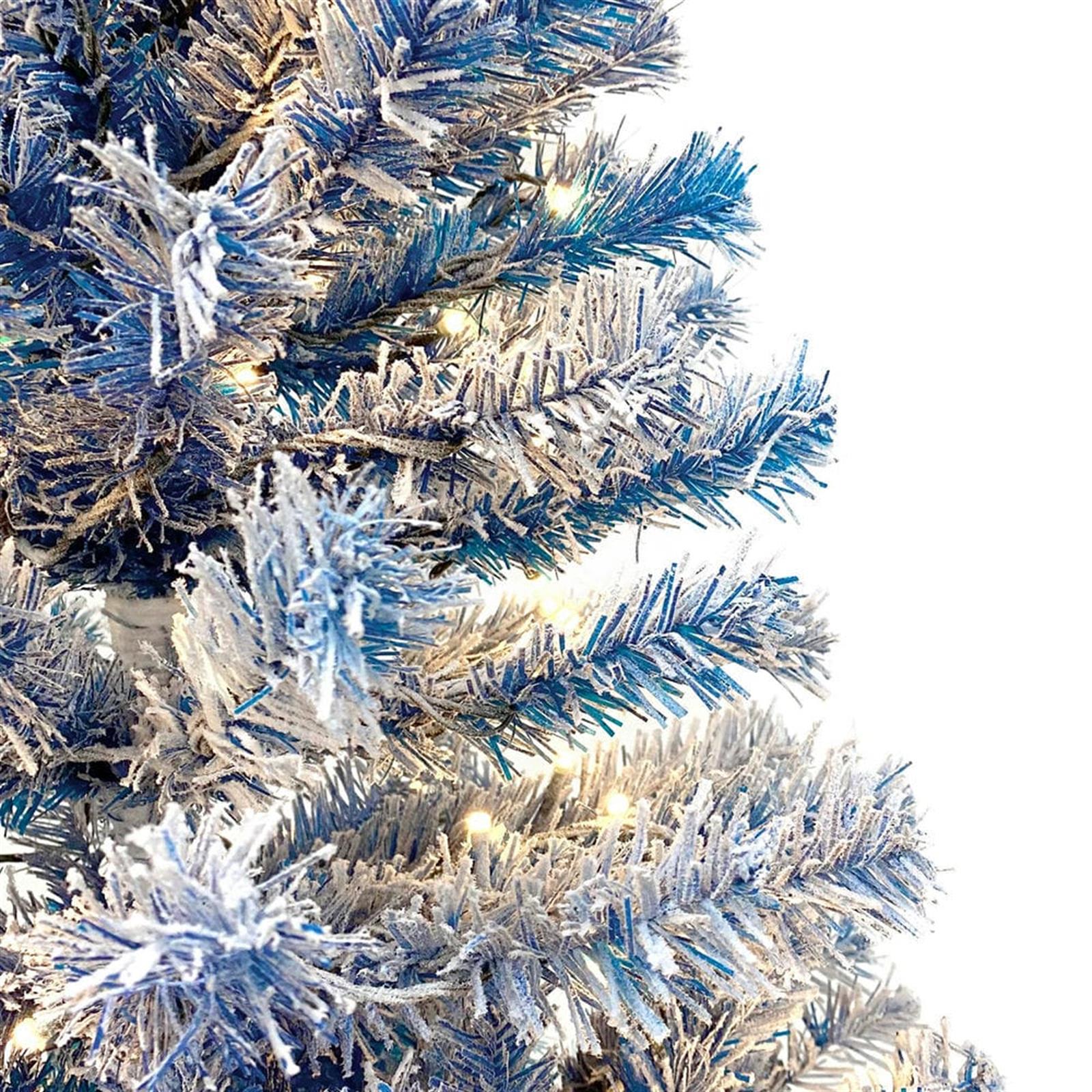 Choco Moon 6ft Pre Lit Snow Flocked Artificial Christmas Tree Hinged ...
