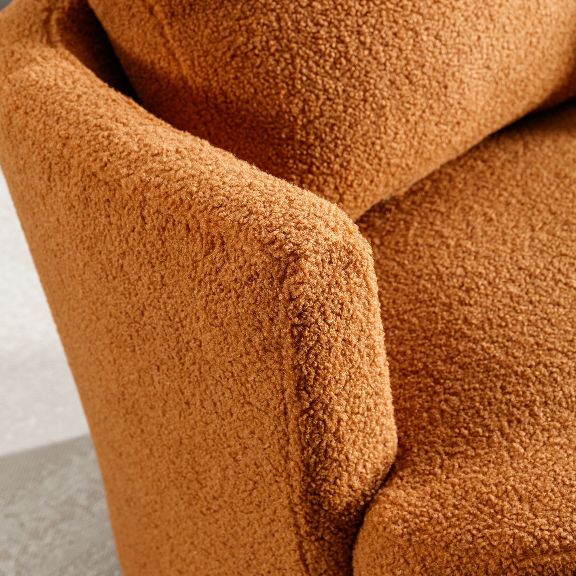 Aortzio Modern Caramel Boucle Swivel Barrel Chair HM-A1007-CARAMEL at ...