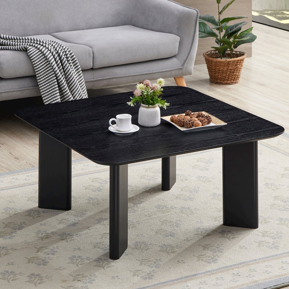 Omax Decor Joss Square Shape Modern Wood Coffee Table in Black Ash in ...