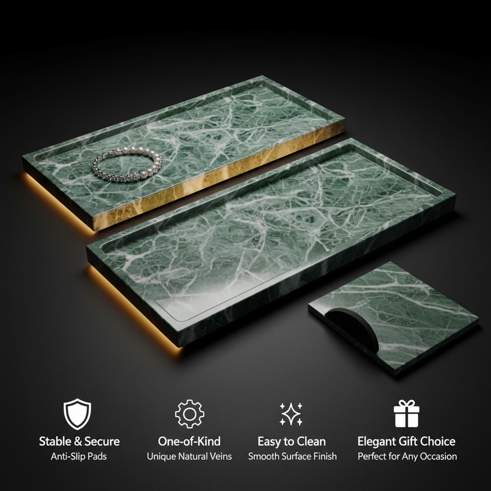 Baginizer Marble Bathroom Tray Countertop Decorative Organizer Luxury ...