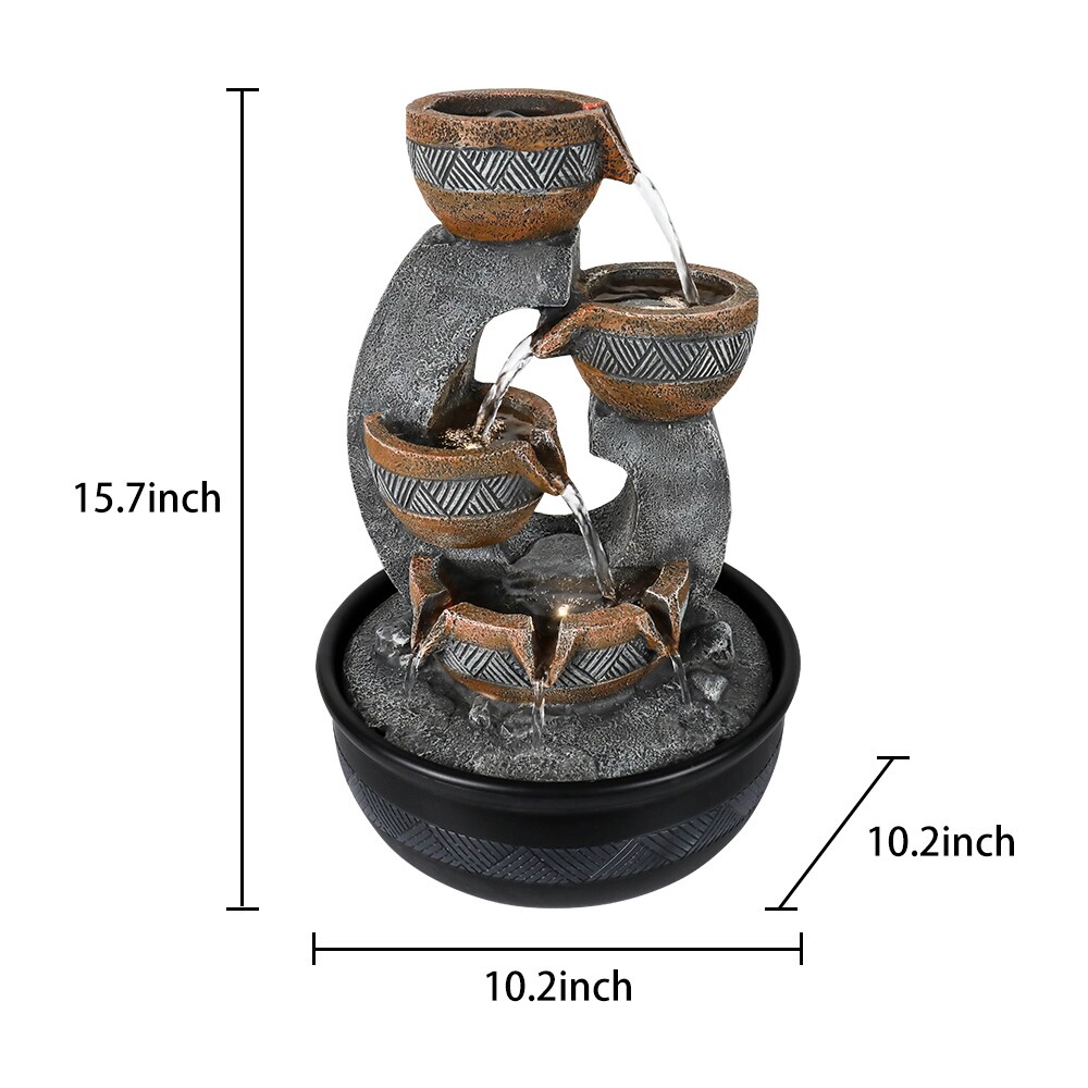 Watnature Tabletop Water Fountain 15.7-in Resin Tabletop Indoor ...