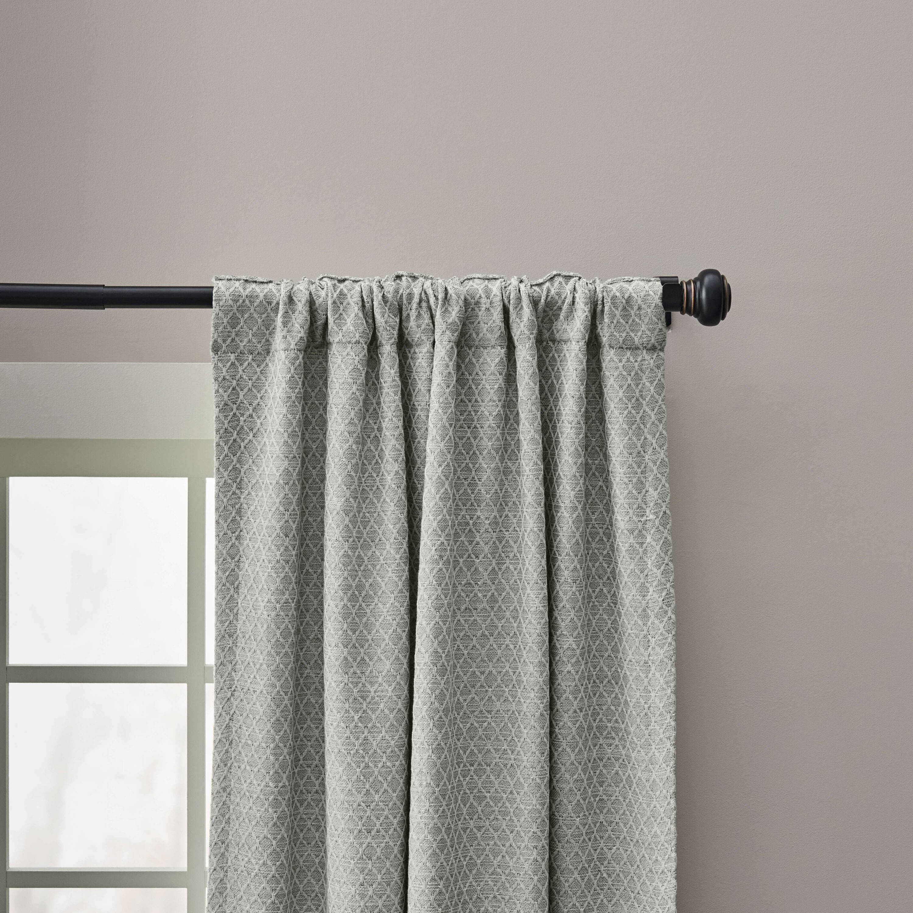 allen + roth 84-in Gray Trellis Room darkening Interlined Back tab ...
