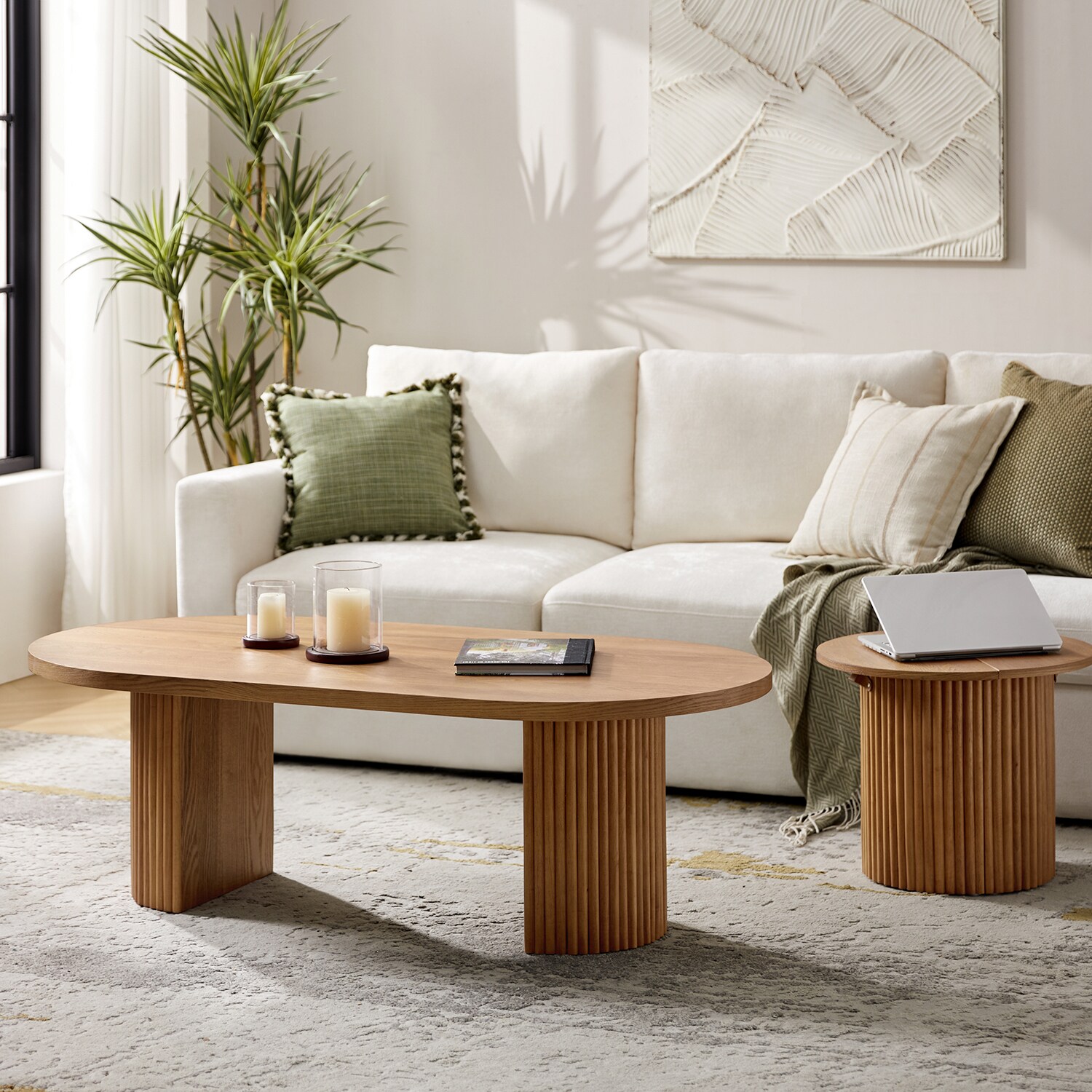 14 Karat Home Oval Wood ACORN Rubberwood 53-in W x 17.75-in H Coffee ...