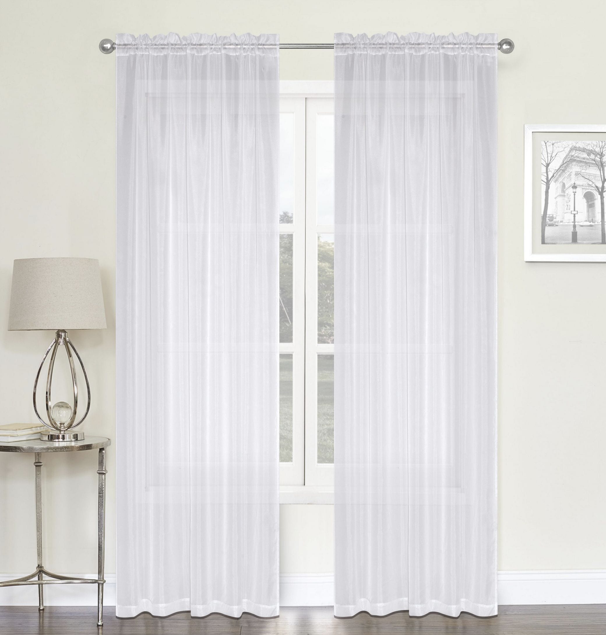 KATE AURORA Montauk Accents Ultra Lux 2 Piece Rod Pocket White Sheer ...