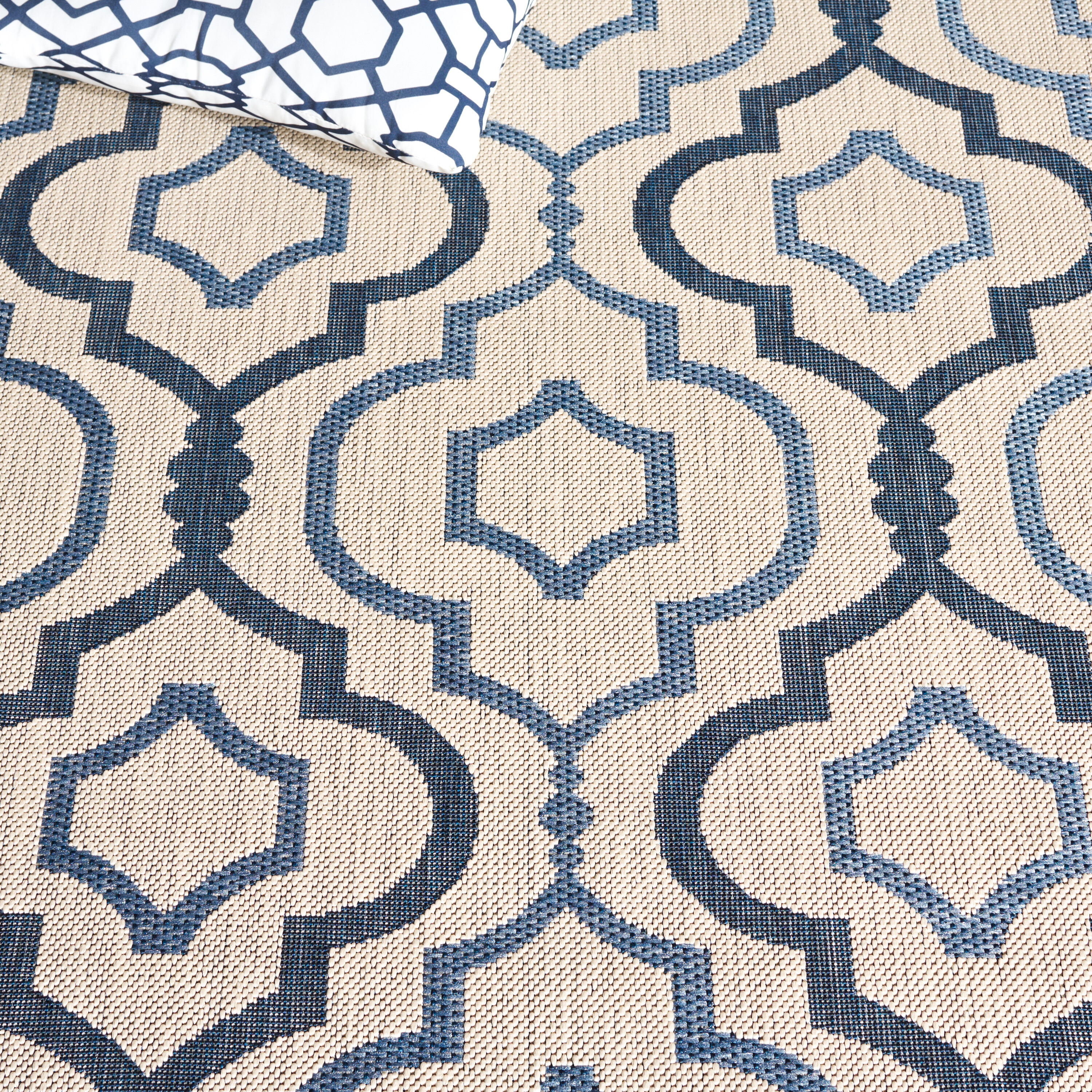 Safavieh Courtyard 7938-25812 Beige Navy W/Blue Weft 2 x 8 Rectangular ...