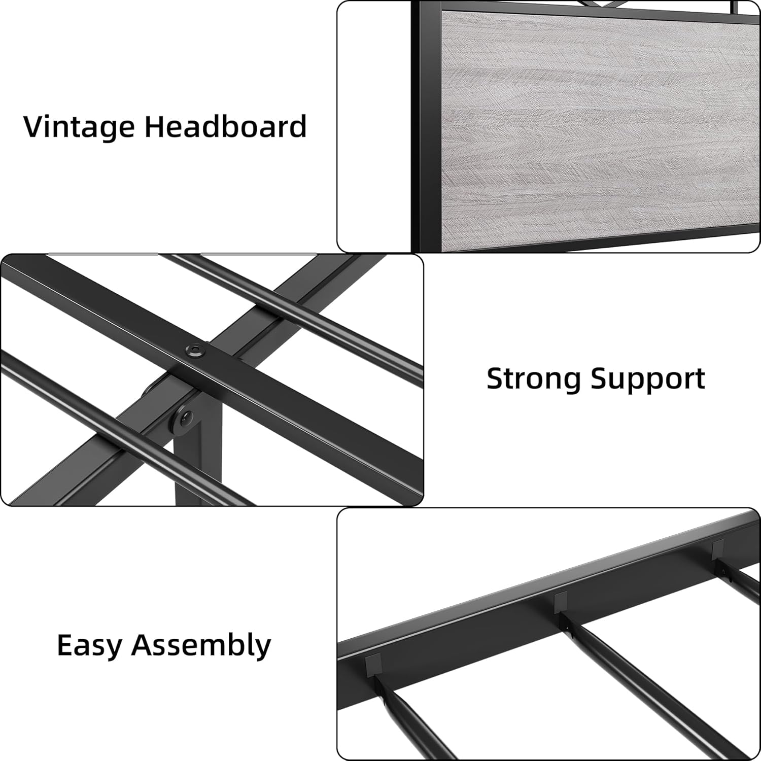 Garvee King Size Bed Frame with Rustic Wood Headboard and Footboard ...