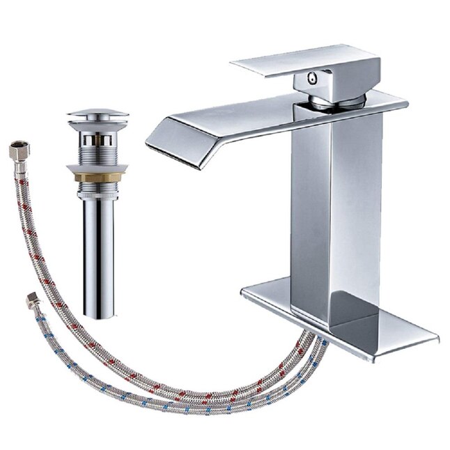 Kinwell Chrome 4 In Centerset 1 Handle Waterfall Bathroom Sink Faucet