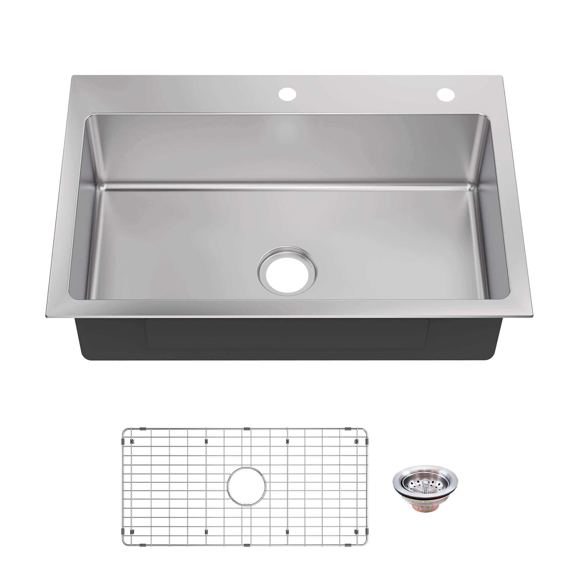 Project Source Drop-in 33-in x 22-in Stainless steel Single bowl 18 ...