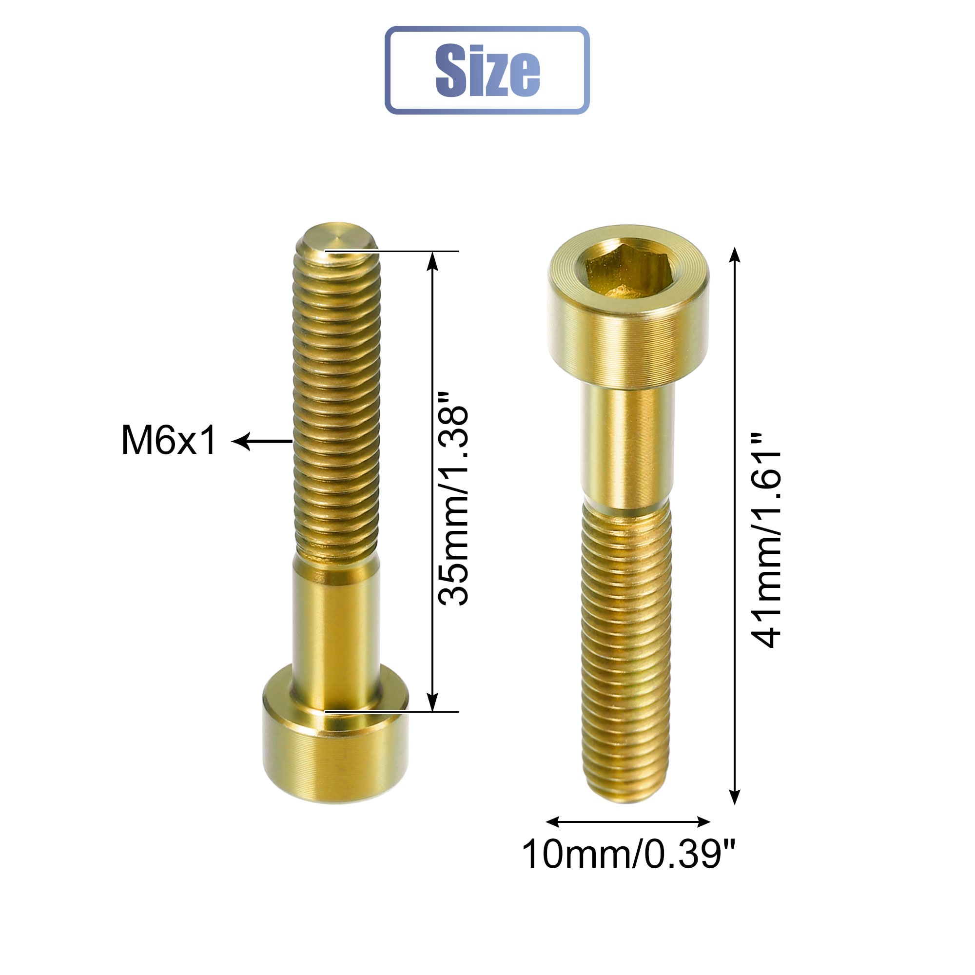 Unique Bargains Gold Tone Universal M6x35 Bike Stem Bolt Bicycle Bike ...