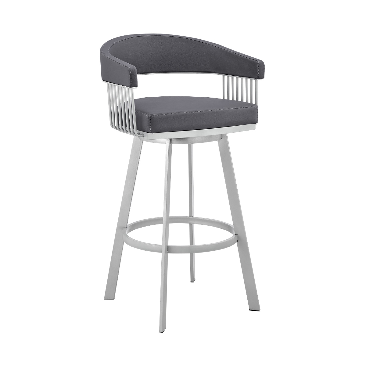 HomeRoots Slate Grey 1.0-in H Short Square seat Upholstered Swivel ...