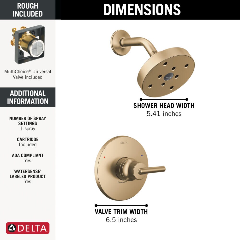 Shop Delta Trinsic Champagne Bronze Gold Shower Faucet with High Flow ...