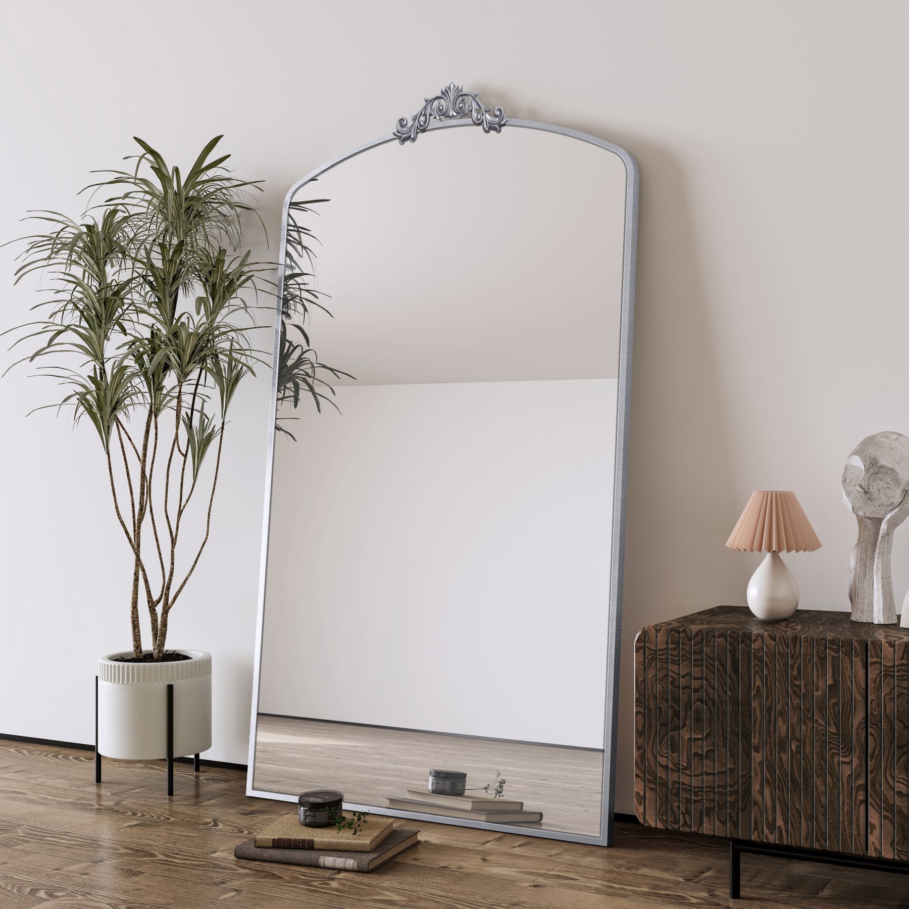 Blisstyle PREMIUM 36-in x 66.5-in Polished Arch Bathroom Vanity Mirror ...