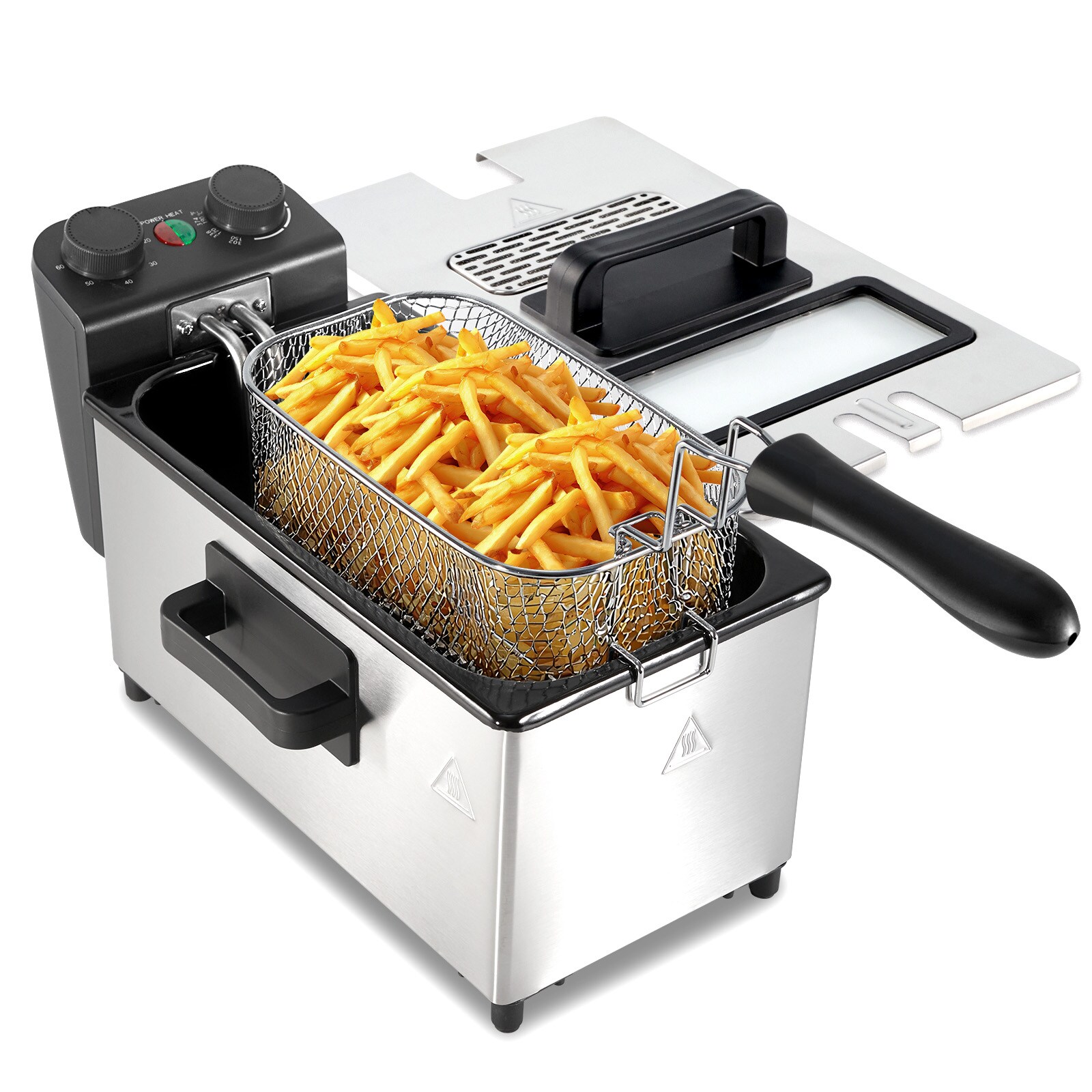 LOVMOR 3L Deep Fryer with Basket 1700W Electric Deep Fryer with Time ...