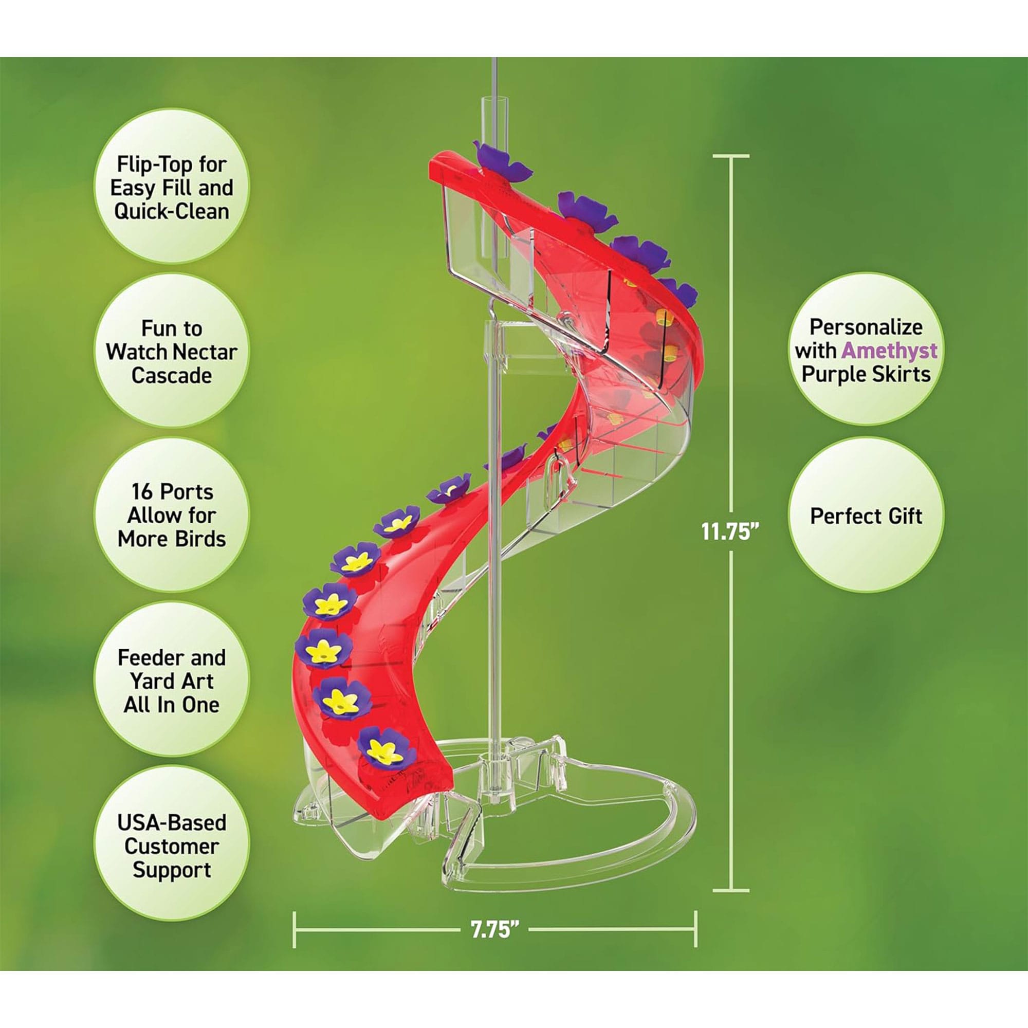 Cascade Wild Bird Feeders Outdoor Hummingbird Feeder 16 Port Helical ...