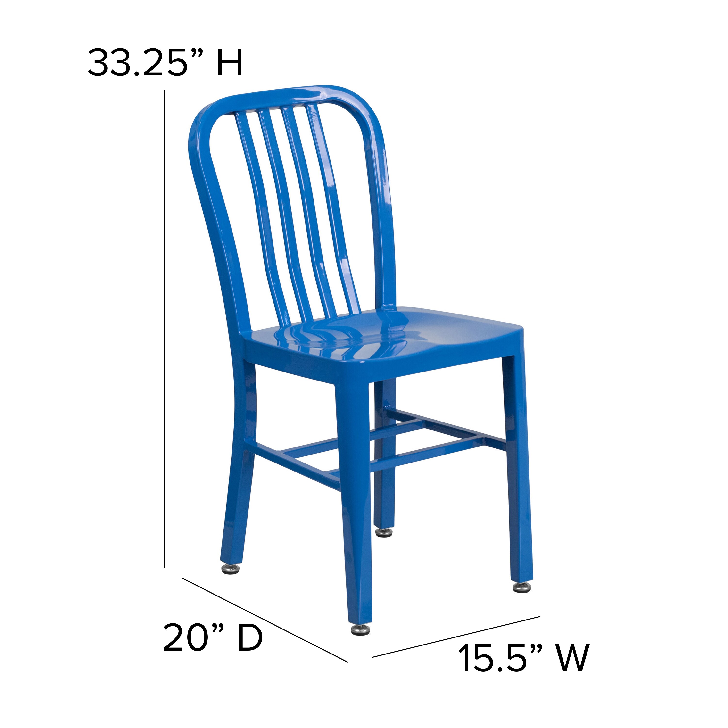 Flash Furniture Gael Commercial Grade 2 Pack Blue Metal Indoor-Outdoor ...