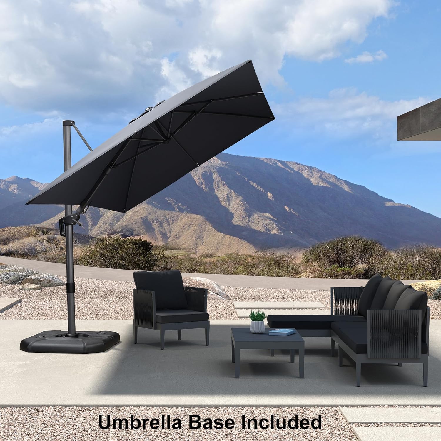 PURPLE LEAF 8-ft Aluminum Gray Crank Cantilever Patio Umbrella with ...