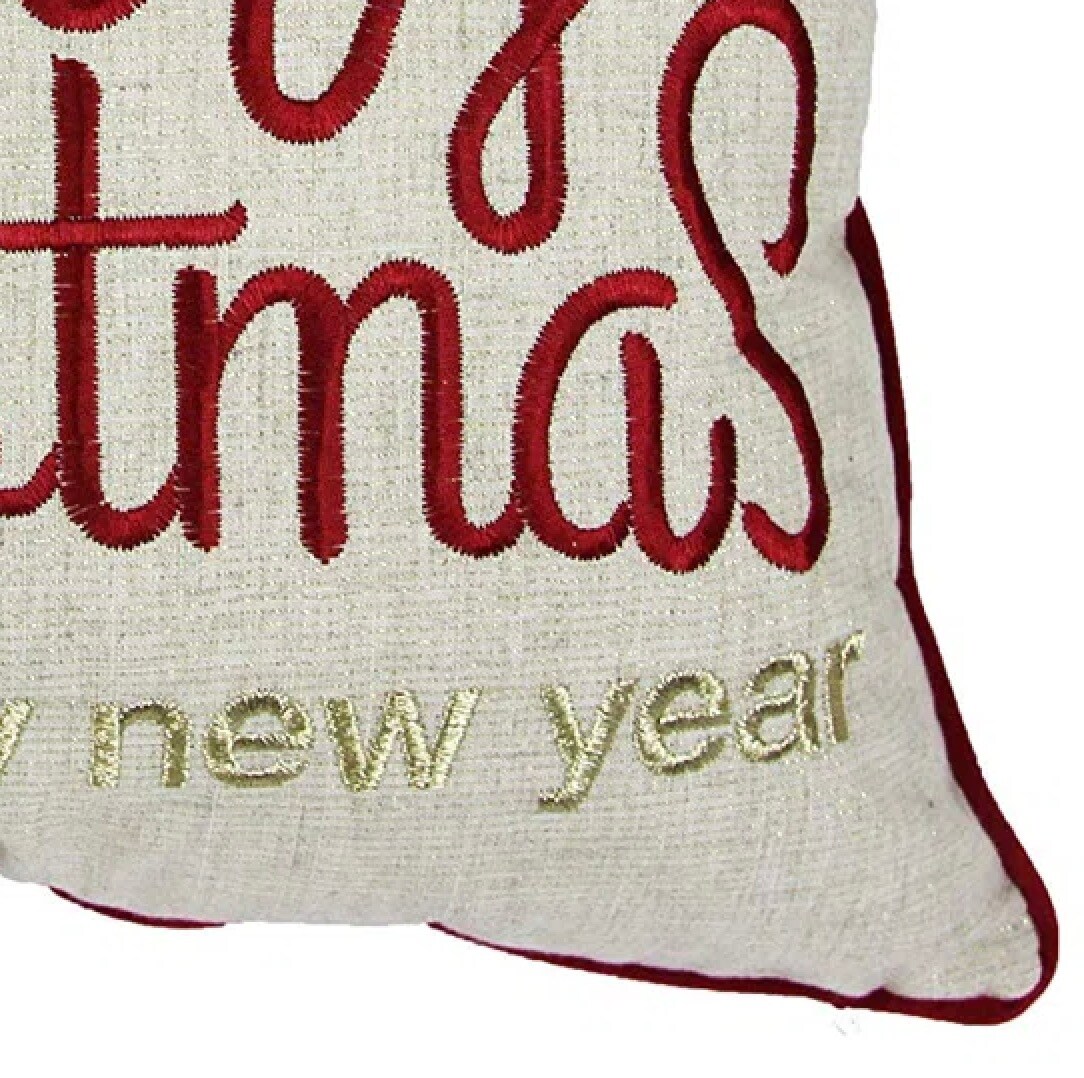 LOVMOR Merry Christmas Happy New Year Throw Pillow 20x20 Linen Look ...