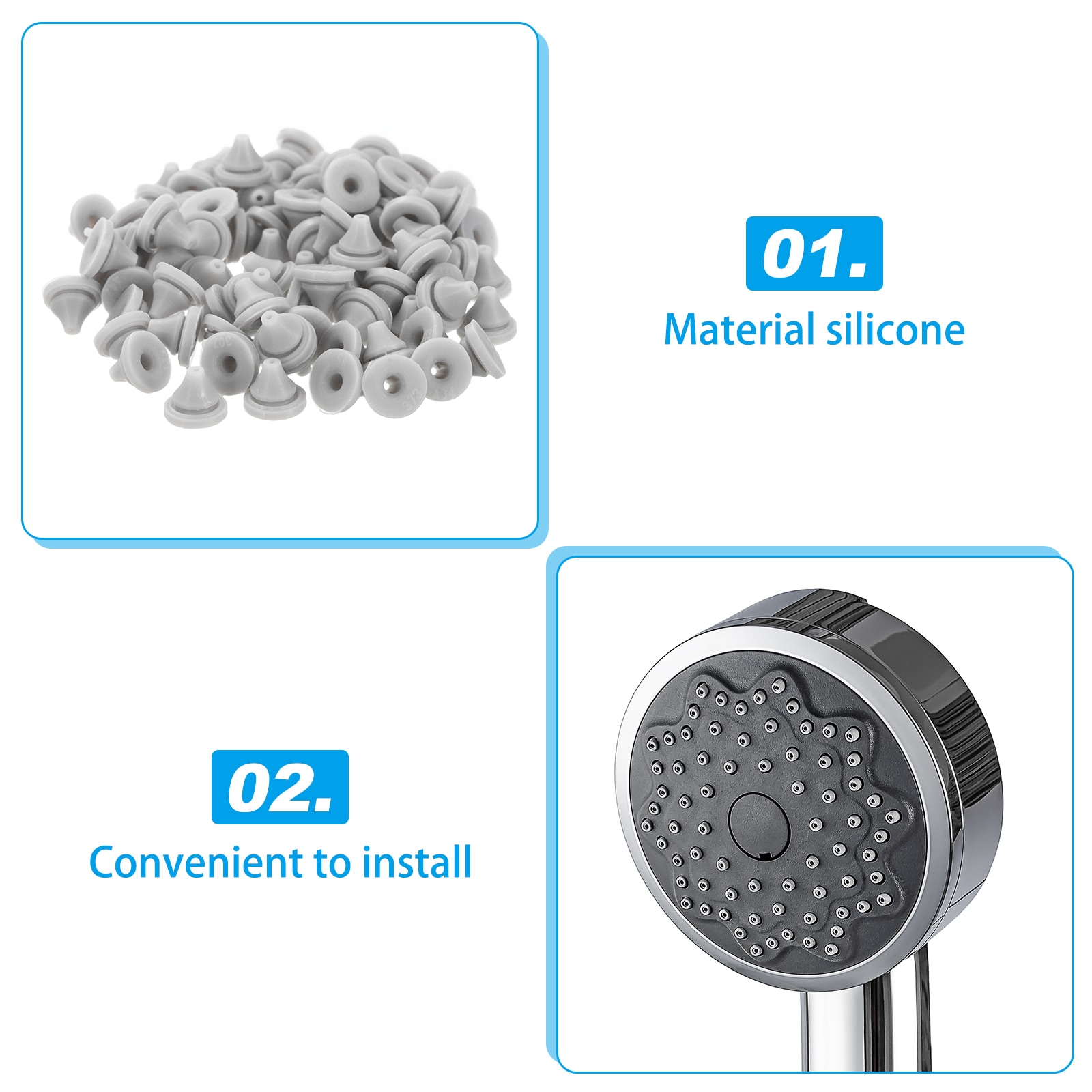 Unique Bargains 100pcs Shower Head Replacement Nozzles Silicone Nozzle ...