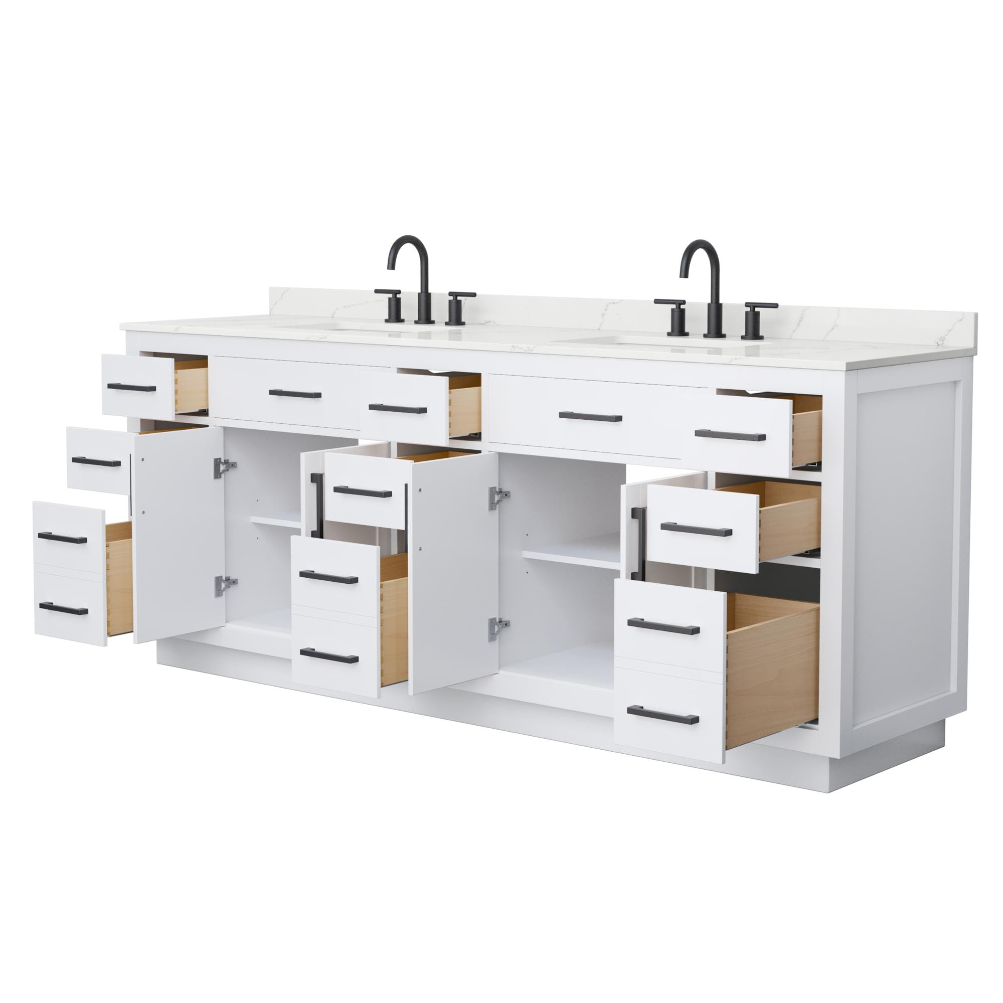 Wyndham Collection Beckett TK 84-in White with Matte Black Trim ...