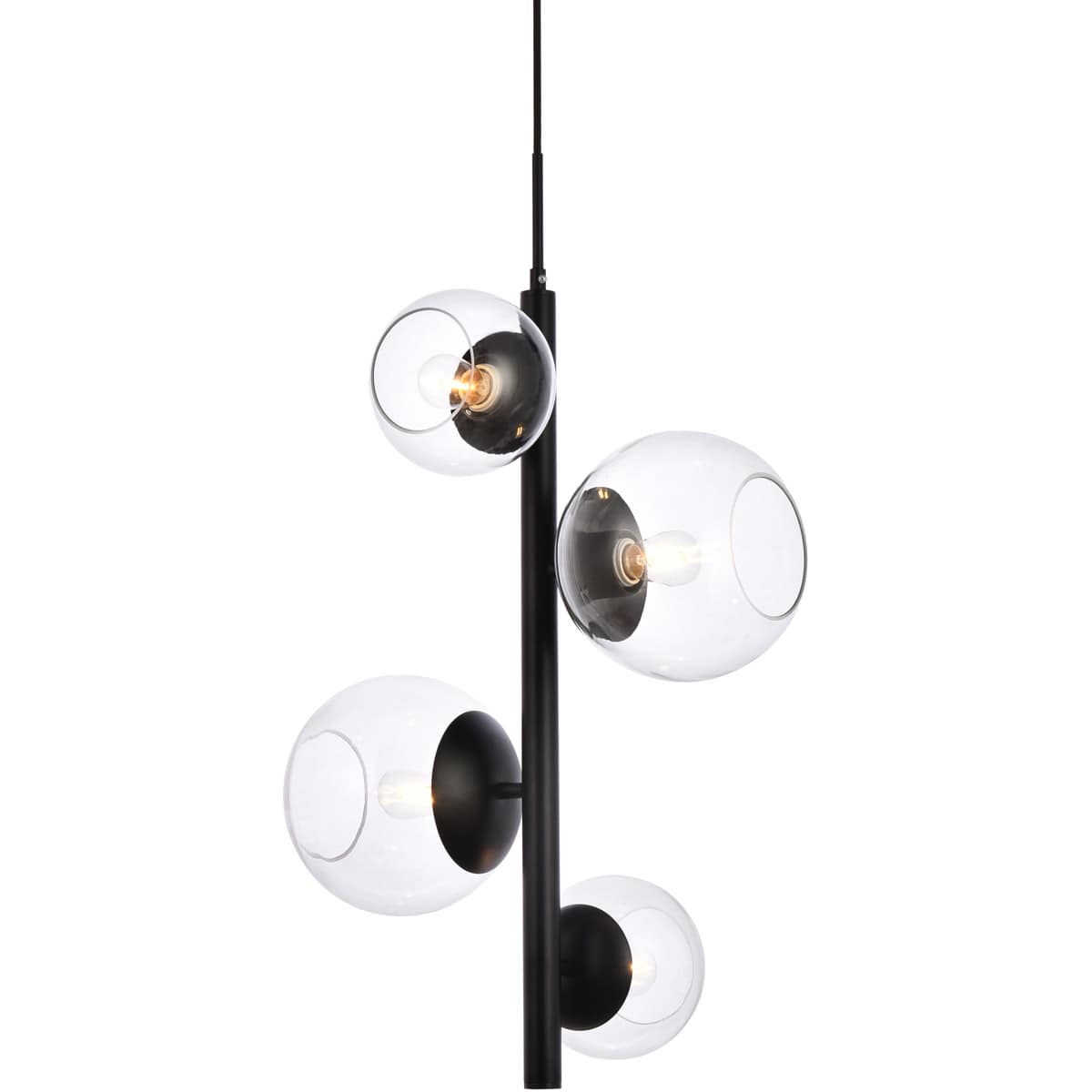 Elegant Lighting Living District LD654D18BK Wells 4 Light 18 inch Black ...