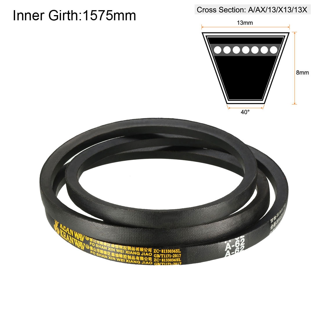 Unique Bargains A62 Drive V-Belts 62Inch Inner Length 13mm Width 8mm ...