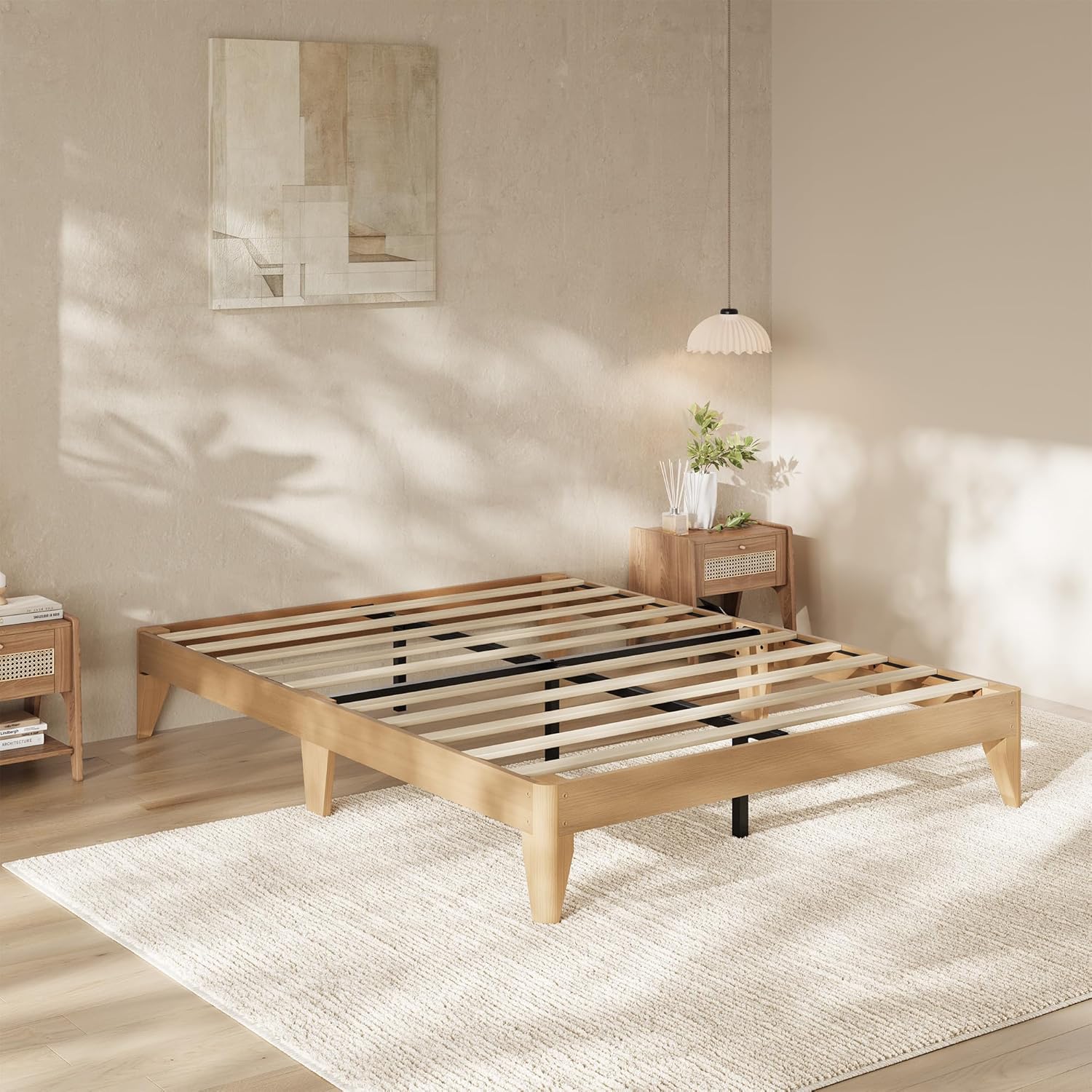 GAOMON Full Size Bed Frame- 11.8 Inch Wood Platform Bedframe with ...