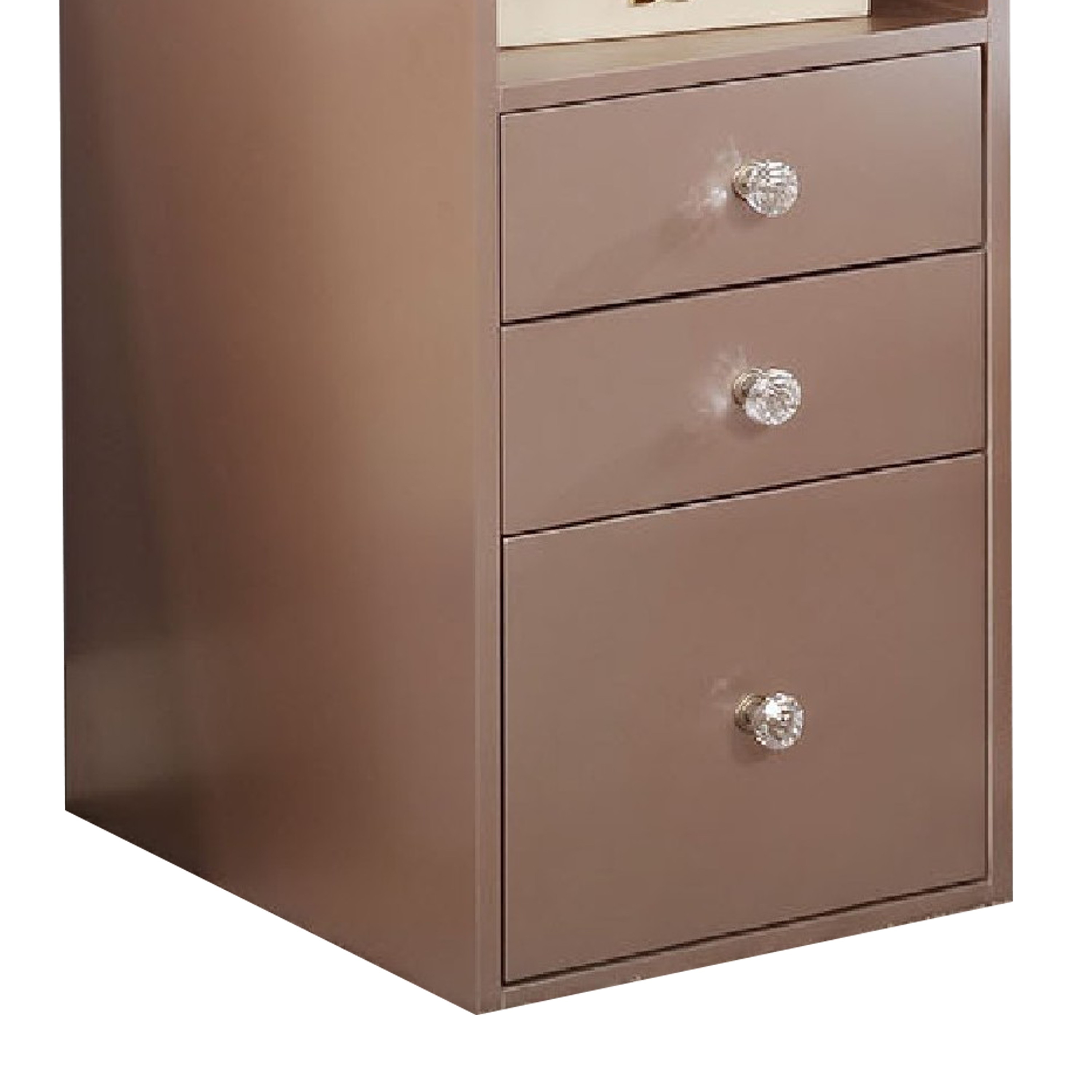 Benzara Yezy 3pc Vanity LED Mirror Desk Set with Padded Stool Blush ...
