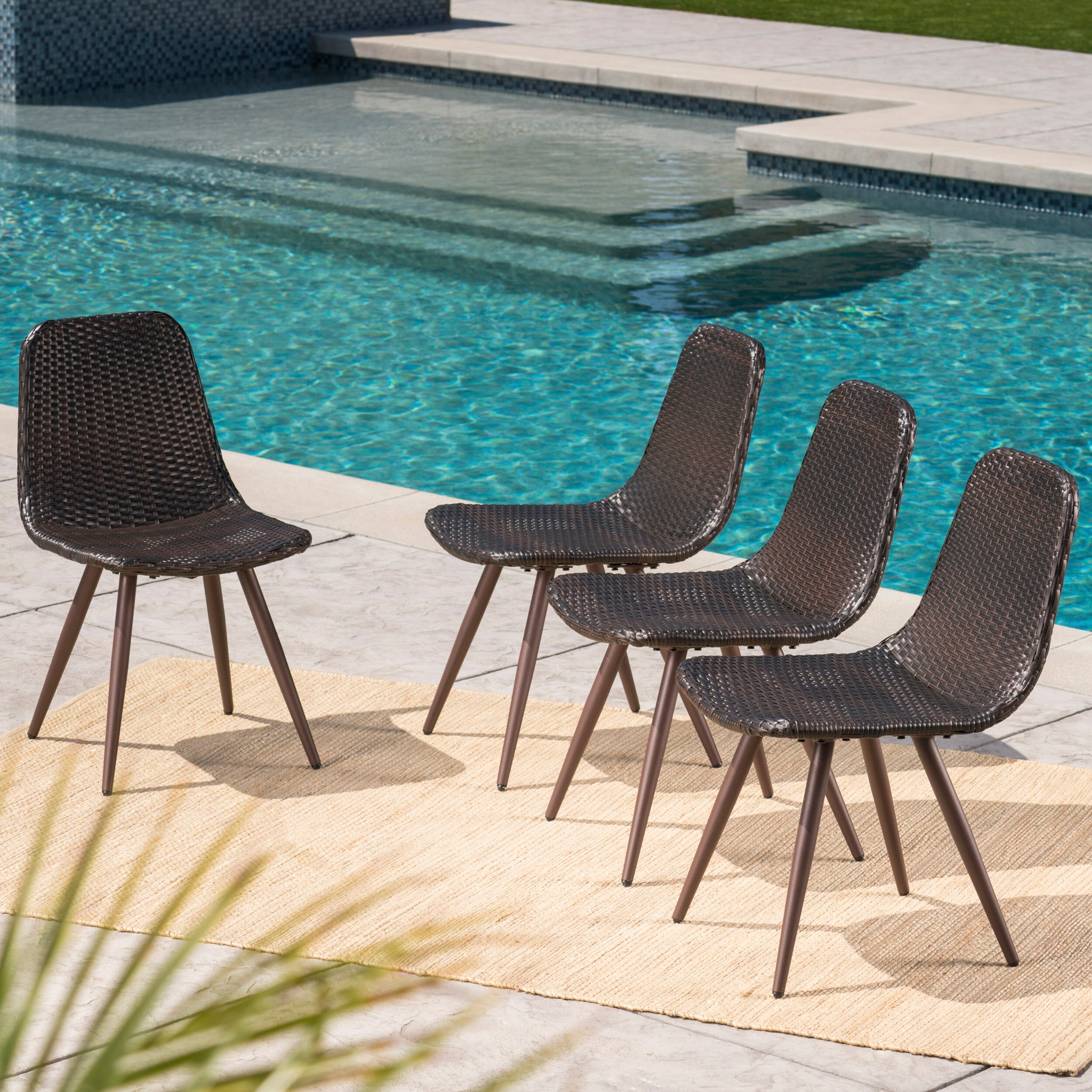 Best Selling Home Decor Gila Set of 4 Rattan Multi Brown Iron Frame ...