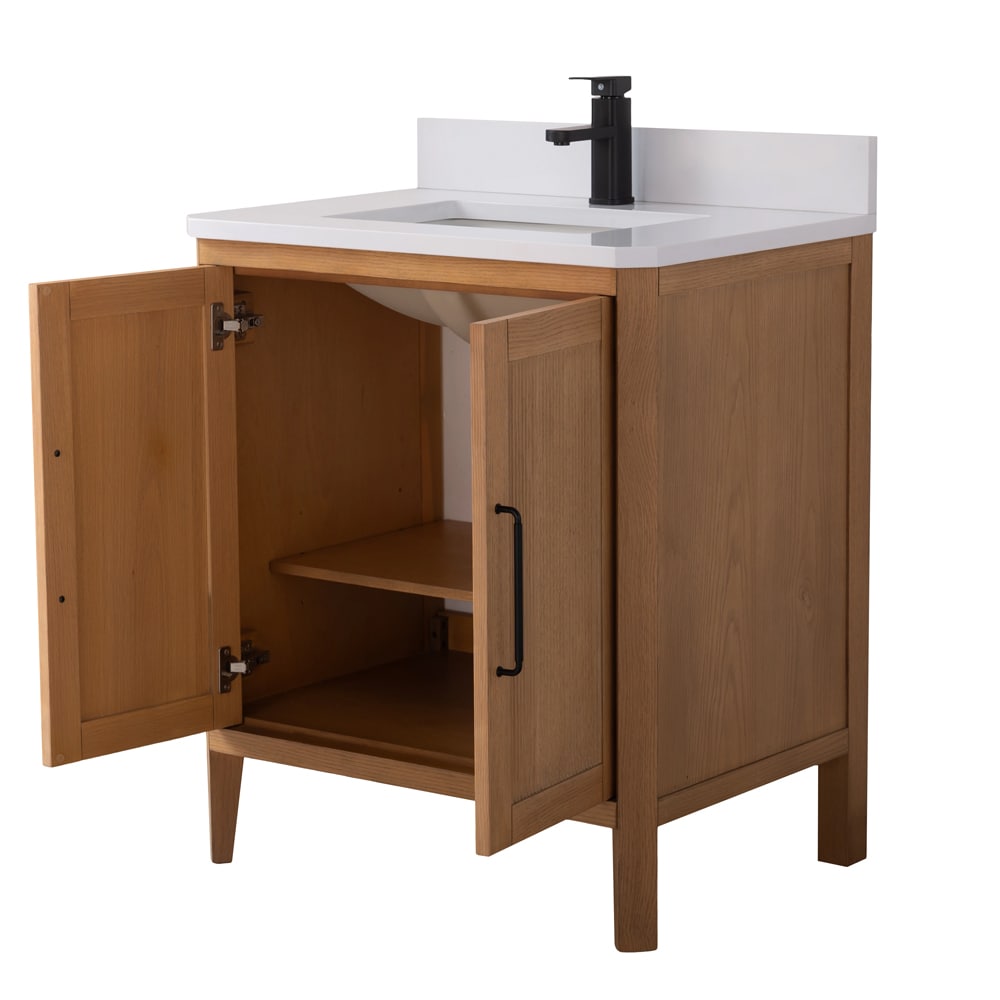 Chans Furniture 30 Inch Barque Single Sink Warm Oak Brown Finish ...