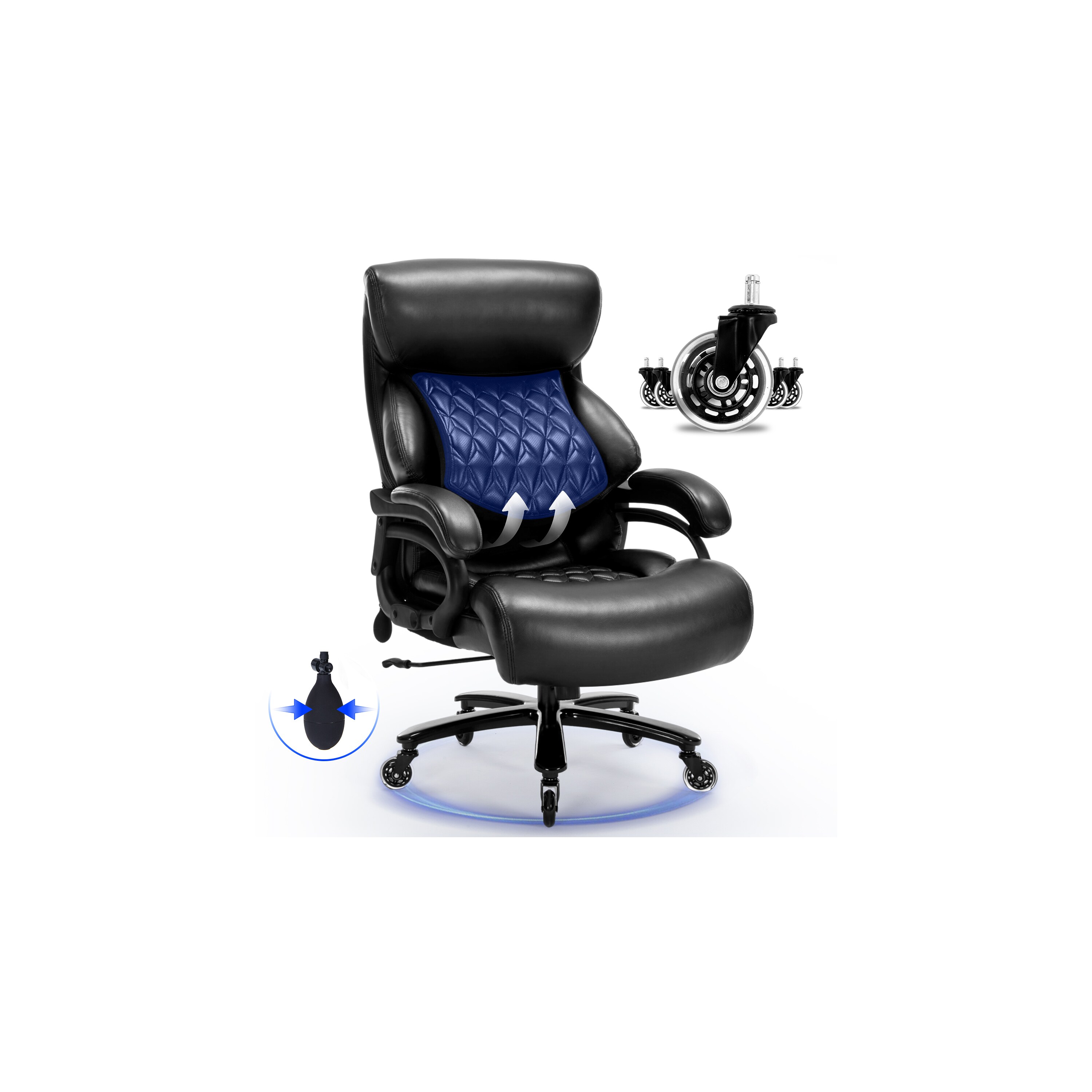 LOVMOR 600LBS Heavy Duty High Back Executive Office Chair Pocket Spring ...