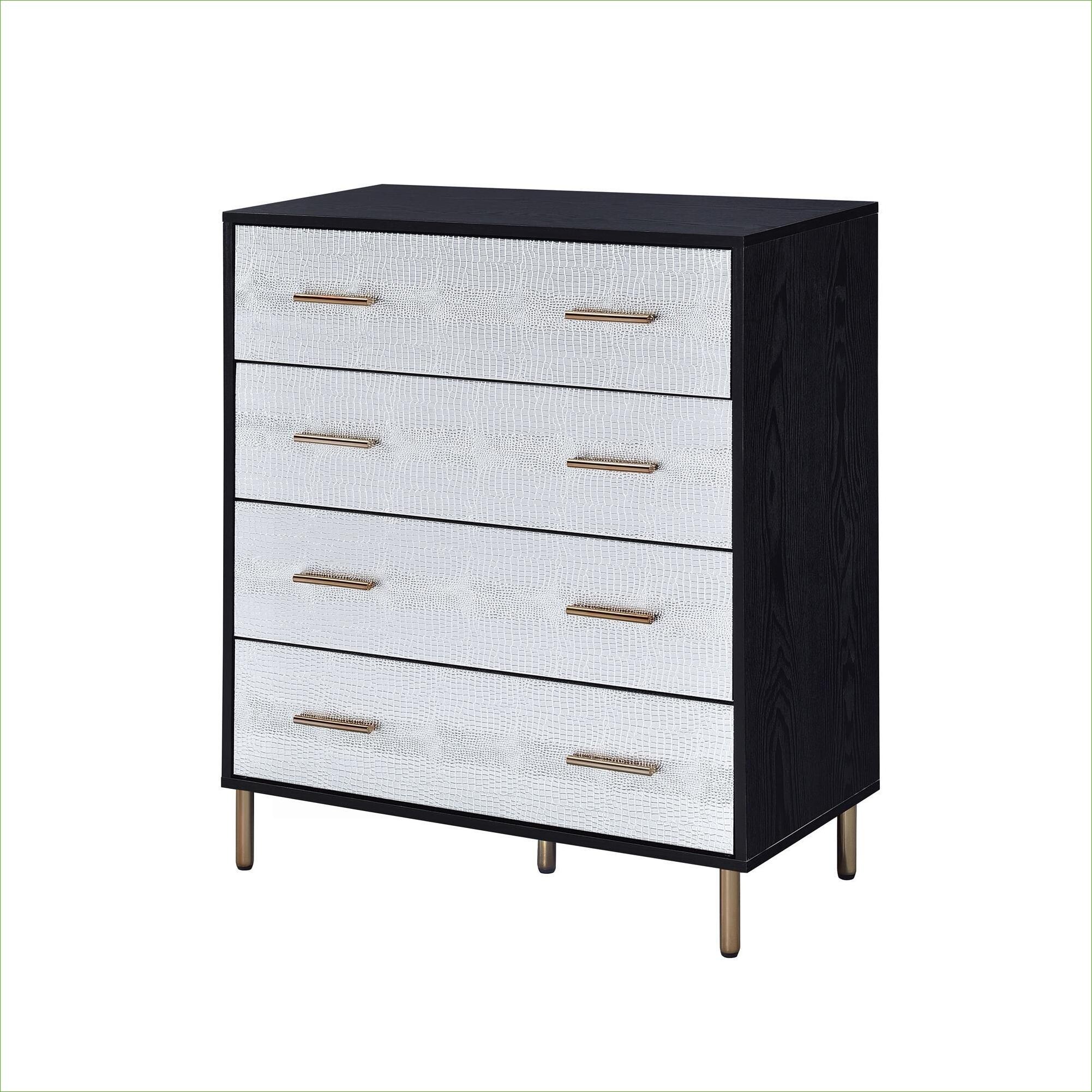 Watnature Metal and Synthetic Wood Jet Black 4-Drawer Storage Chest for ...